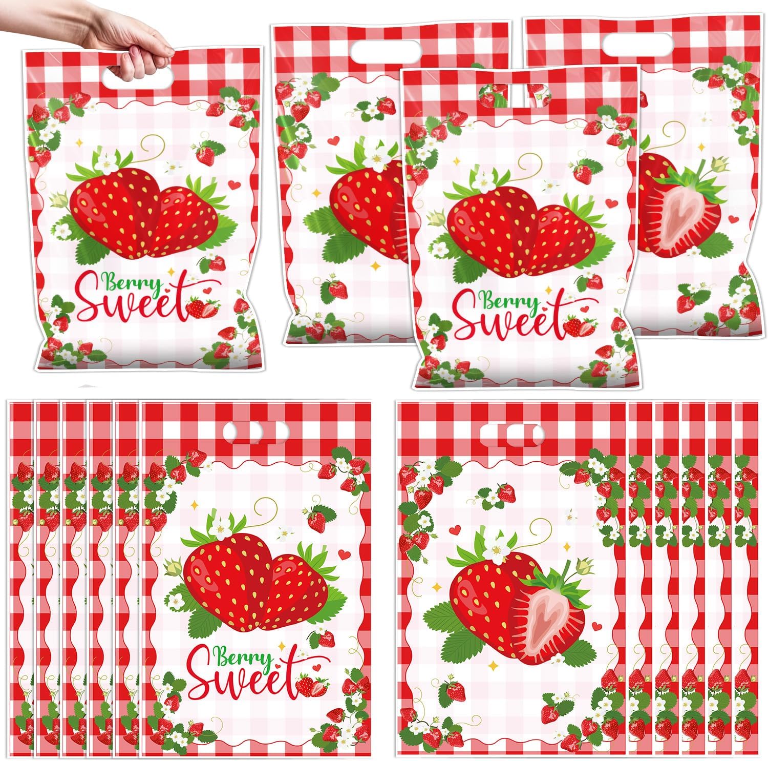 Amazon.com: Falueqg Strawberry Birthday Decorations Bags - 50 Pcs ...