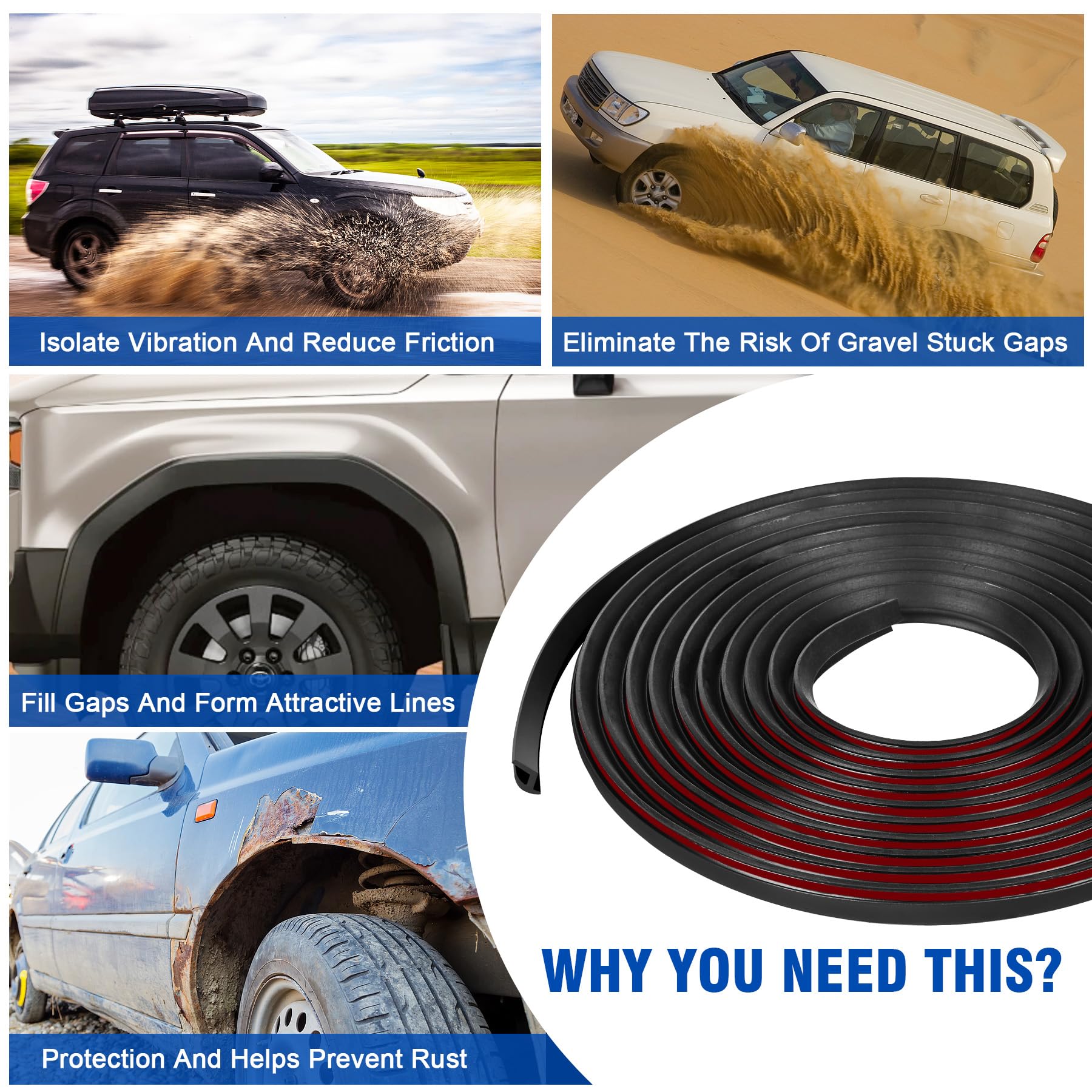 Snapklik.com : MYFAMIREA Fender Flare Edge Trims, 60Ft EPDM Fender ...