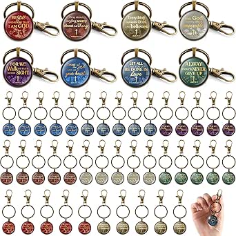 Amazon.com: Huquary 48 Religious Keychains Bulk Christian Keychains for ...