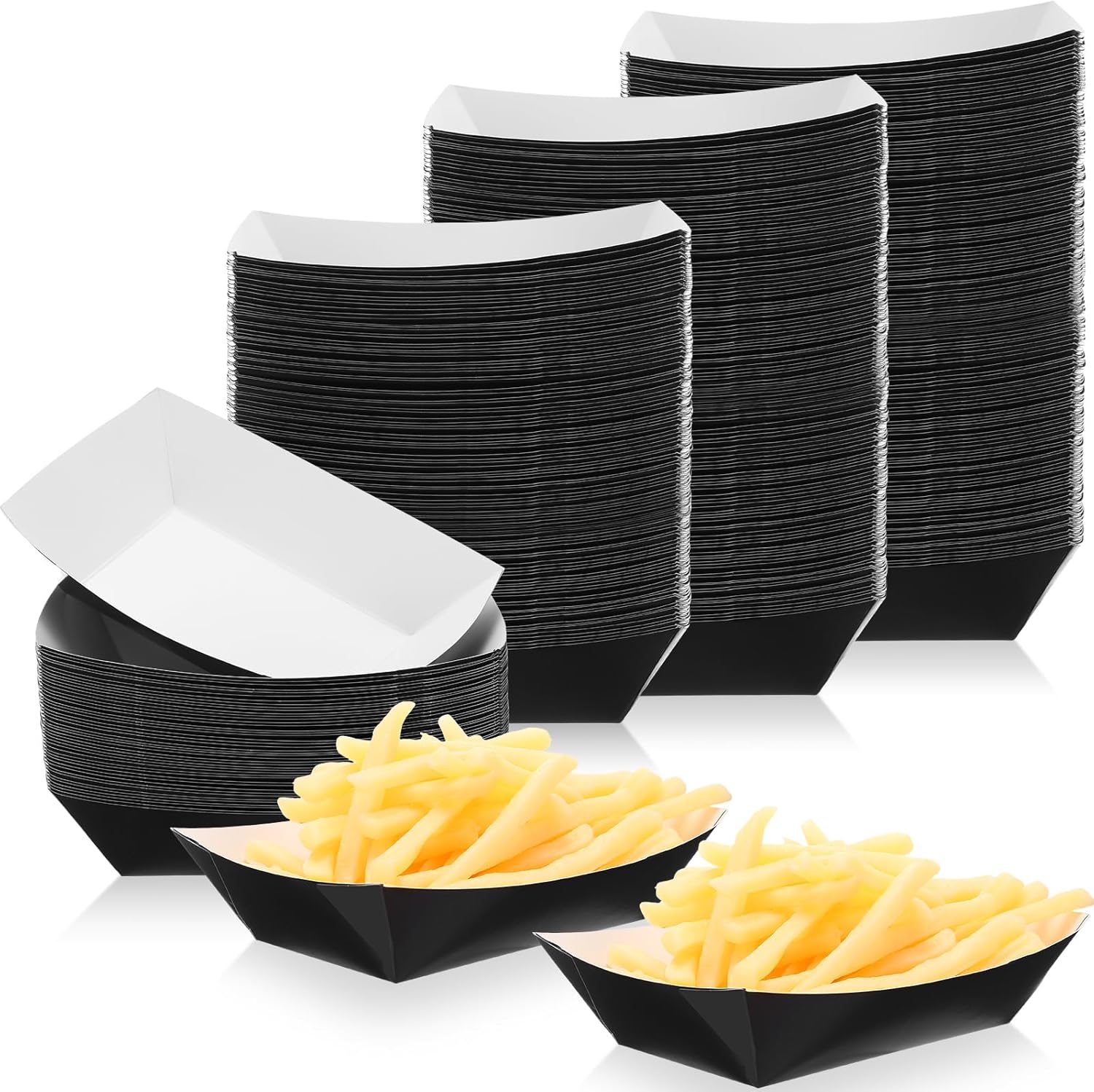 Amazon.com: Sliner 500 Pcs Black Paper Food Trays 3lb Paper Food Boats ...