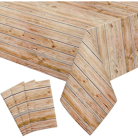 Amazon.com: Tatuo Natural Wood Grain Tablecloths Rustic Plastic Table ...