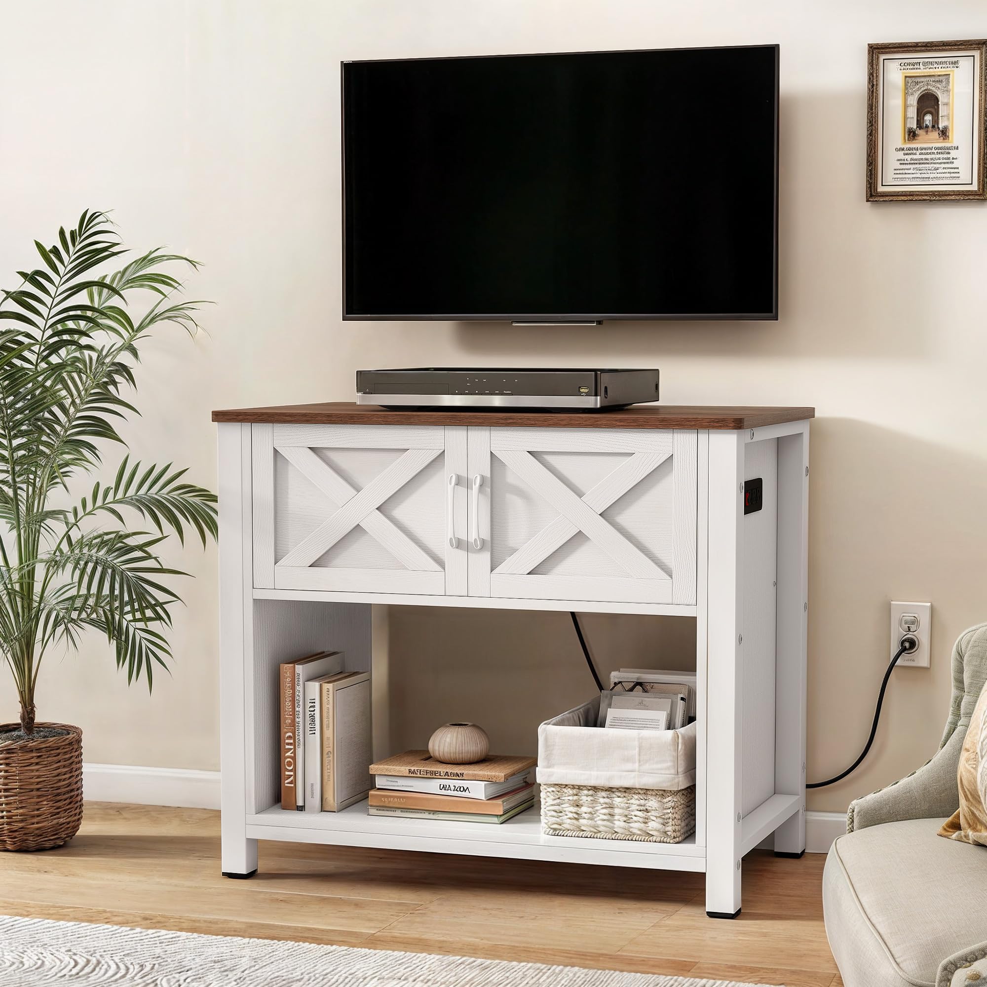 Amazon.com: YITAHOME Farmhouse TV Stand for 40 Inch with Power Outlet ...