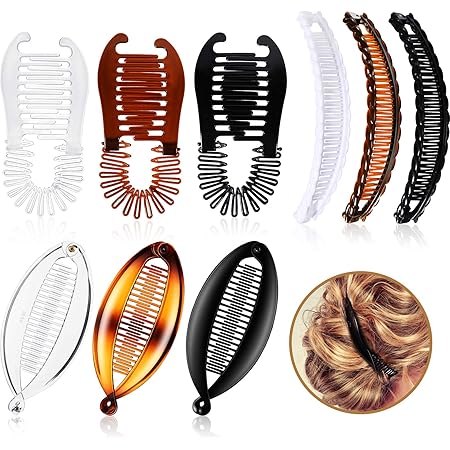 Amazon.com : Aaiffey 4pcs Banana Hair Clips Vintage Clincher Combs Tool for Thick Curly Hair ...