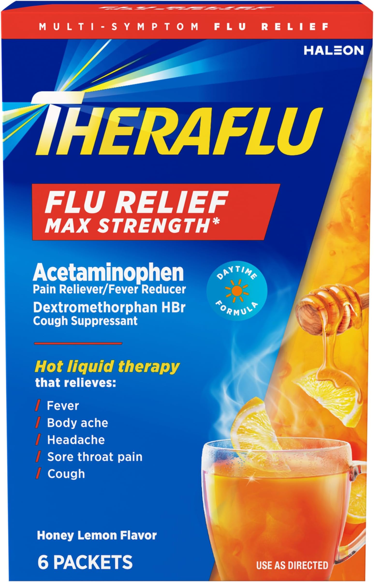 Amazon.com: Theraflu Daytime Severe Cold Relief Powder, Honey Lemon ...