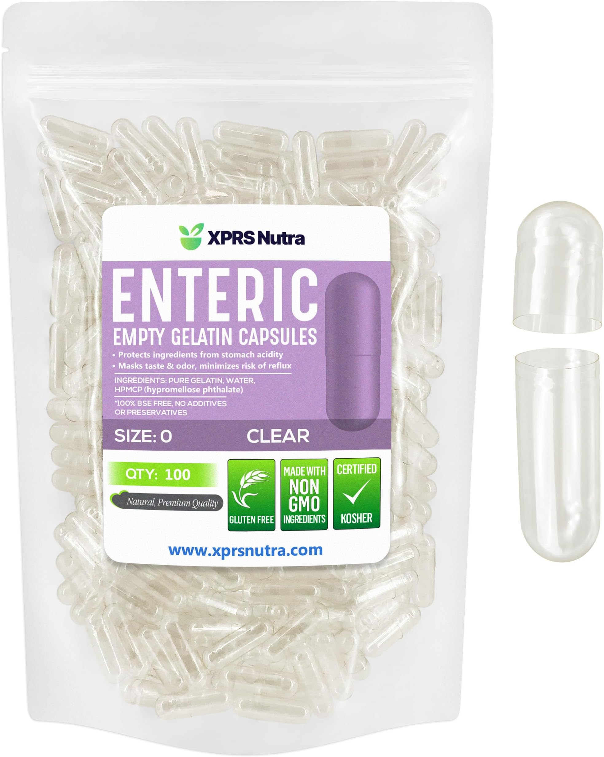 Amazon.com: XPRS Nutra Size 00 Empty Capsules - 500 Count Clear Enteric ...