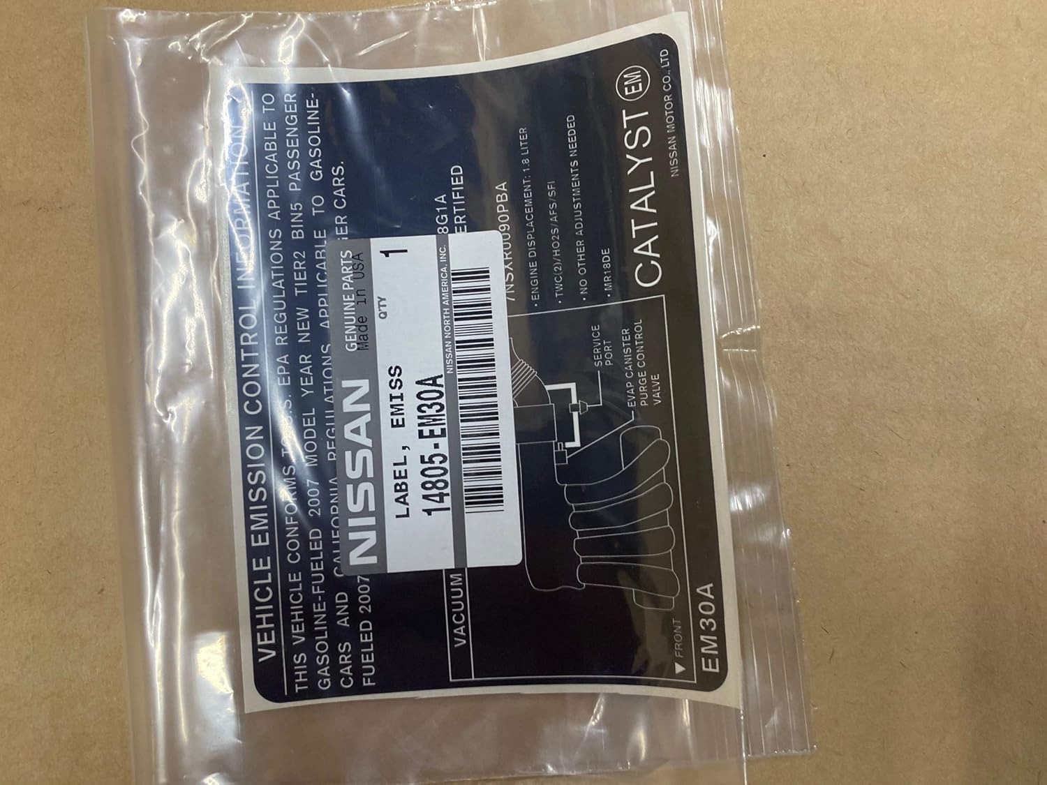 Amazon.com: Genuine Nissan Parts - Sticker-Emission Control (14805 ...