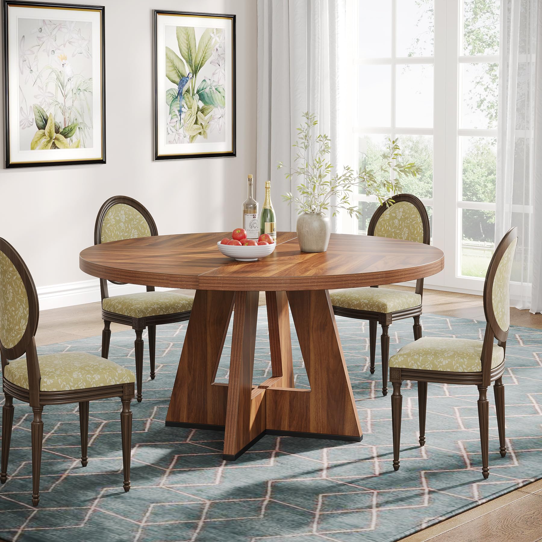 Amazon.com - Tribesigns Round Dining Table for 4-6 People 47 Inch Wood ...