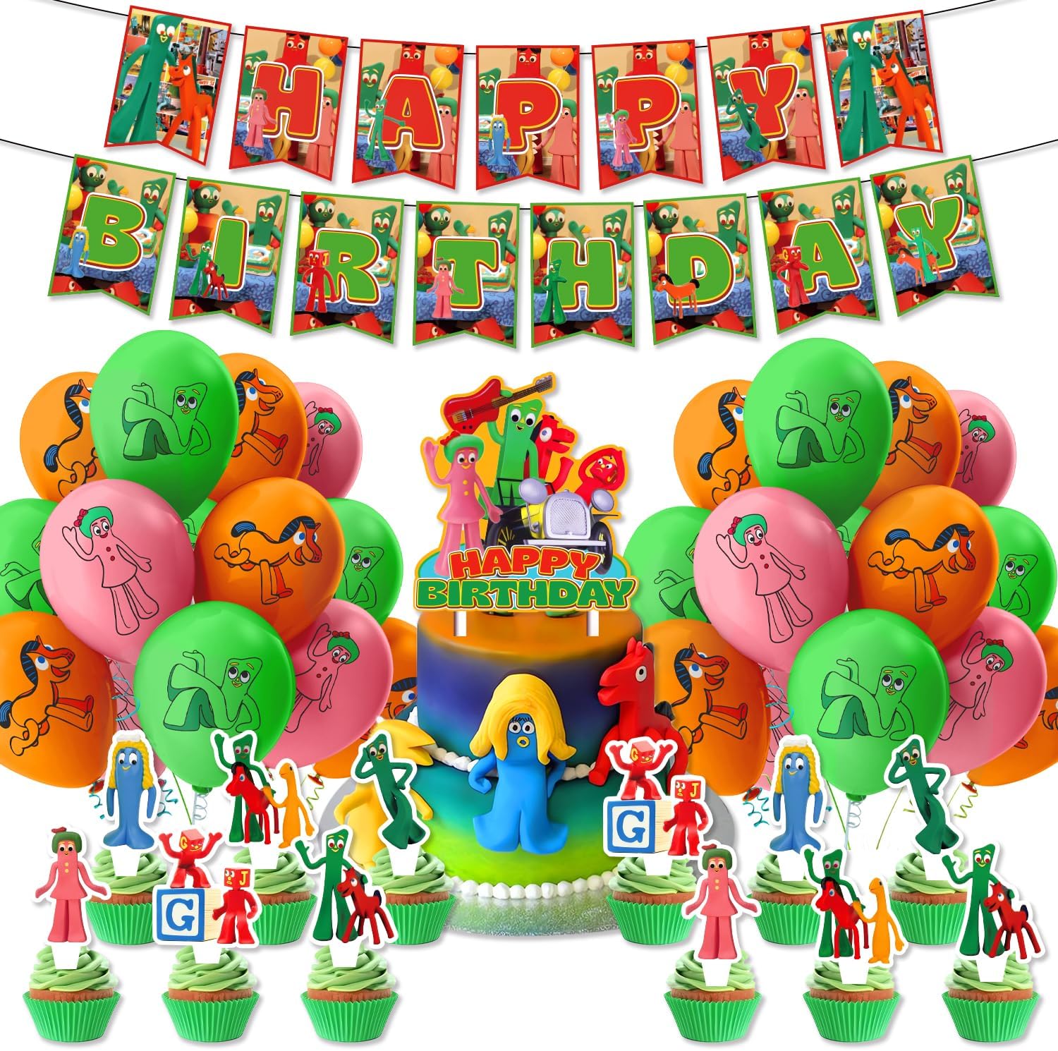 Amazon.com: Gumby Show Birthday Party Decoration, Include Happy ...