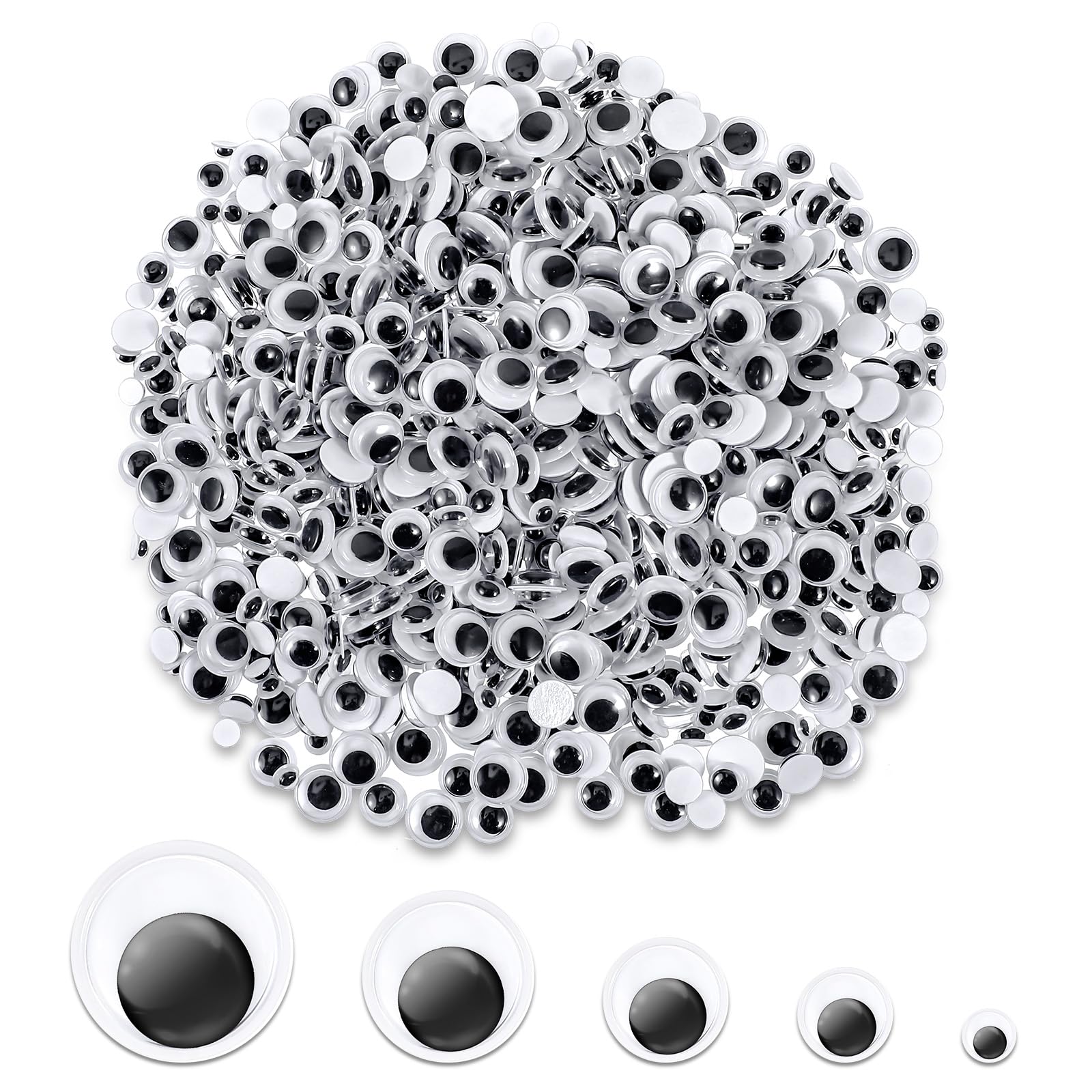 Googly Eyes 1200 Pcs Round Plastic Googly Eyes Self Adhesive Googly ...