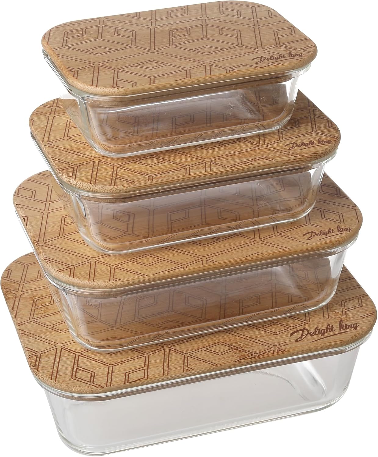 Amazon.com: Delight King Glass Containers with Bamboo Lids, Set of 4 ...