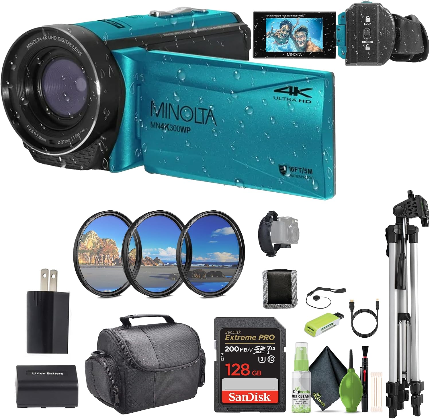 Amazon.com : Minolta MN4K300WP 4K Ultra HD / 56 MP Waterproof Video ...