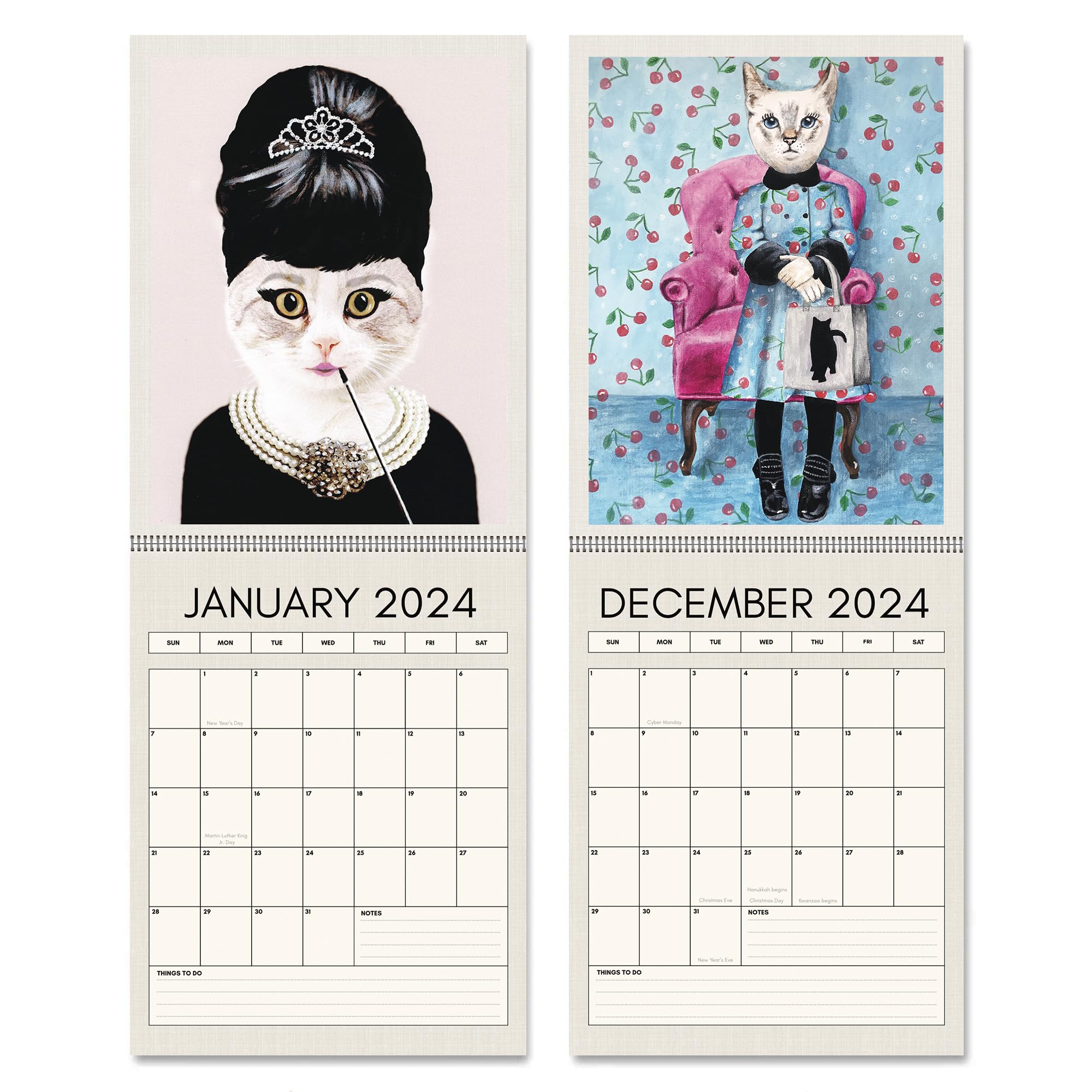Snapklik.com : Americanflat 12 Month Cute Cat Calendar 2024 - Large ...