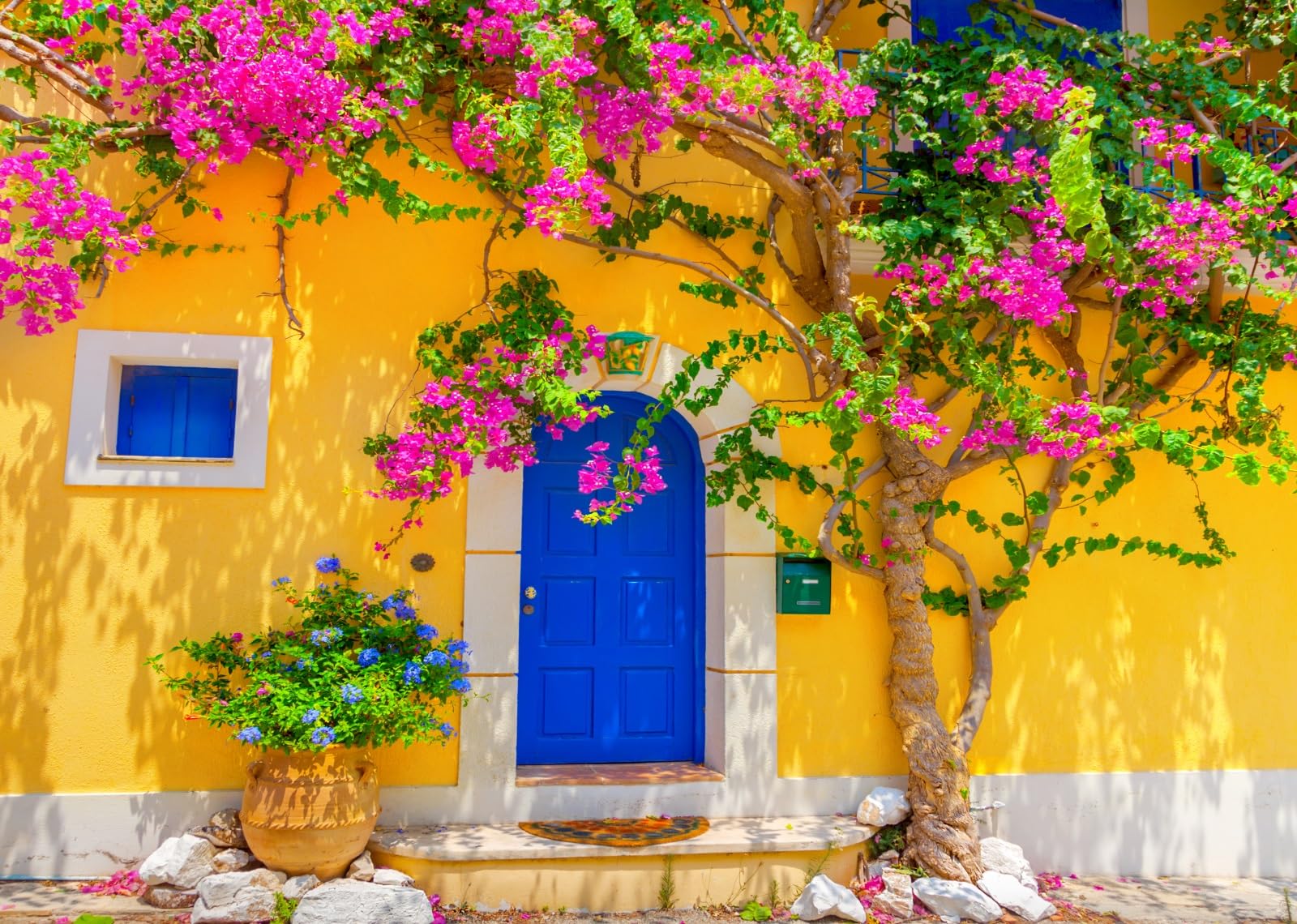 Amazon.com : BELECO 8x6ft Fabric Greece Street Backdrop Greek ...