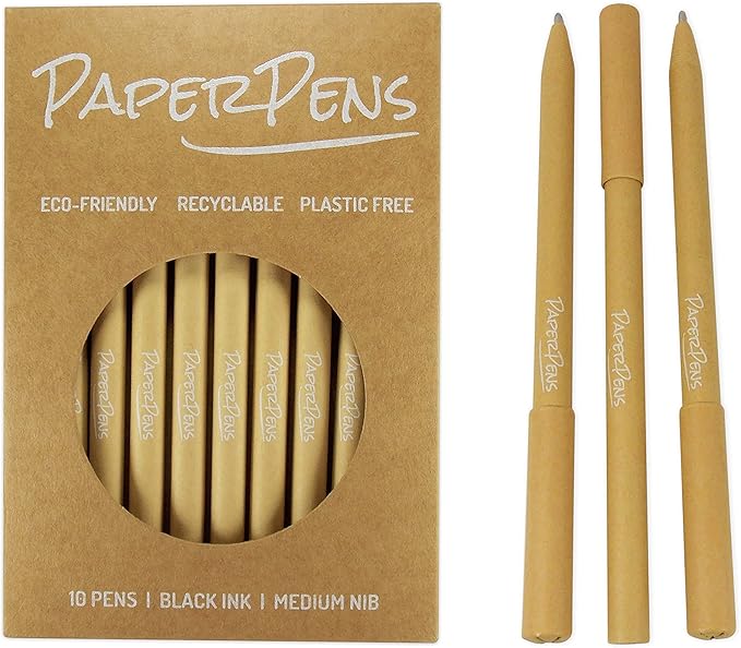 PaperPens Eco Pens - Multipack Black Ink Biros Pack of 10 No Plastic ...