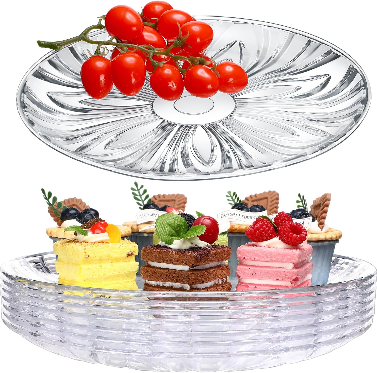 Amazon.com: 16'' Ridged Clear Round Tray for Events and Casual Use - 4 ...