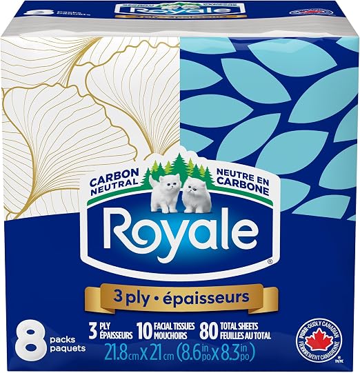 Royale 3 ply Facial Tissue, 8 Pocket Packs, 10 Tissues per Pack ...