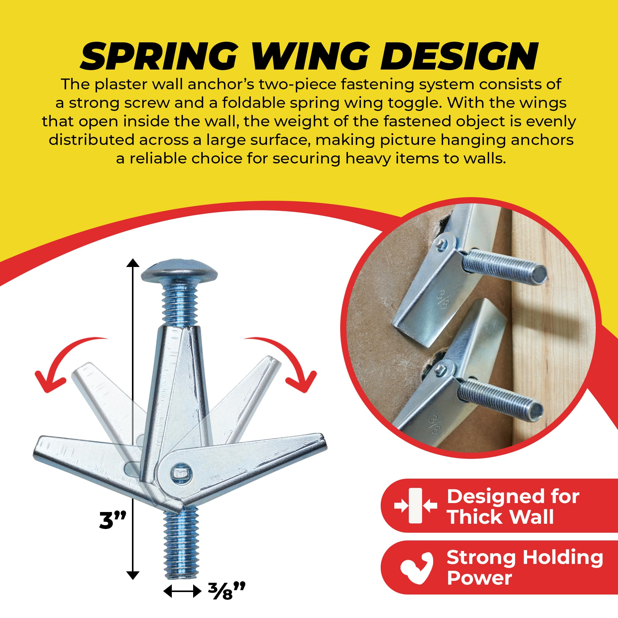 Snapklik.com : QUALIHOME Spring Toggle Bolt Anchors - Heavy Duty Wall ...