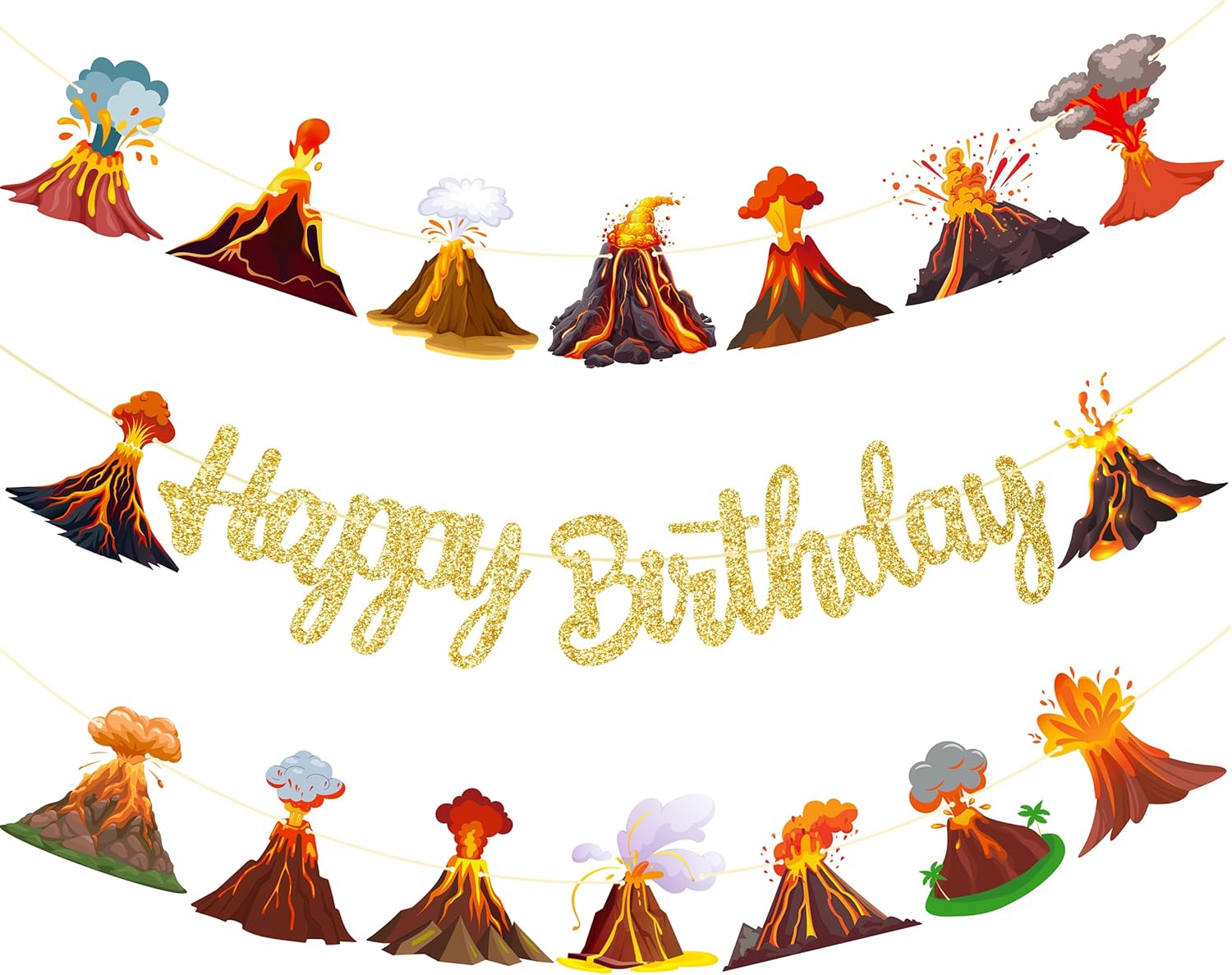 Amazon.com: Volcano Birthday Party Banners Lava Volcano Theme Birthday ...