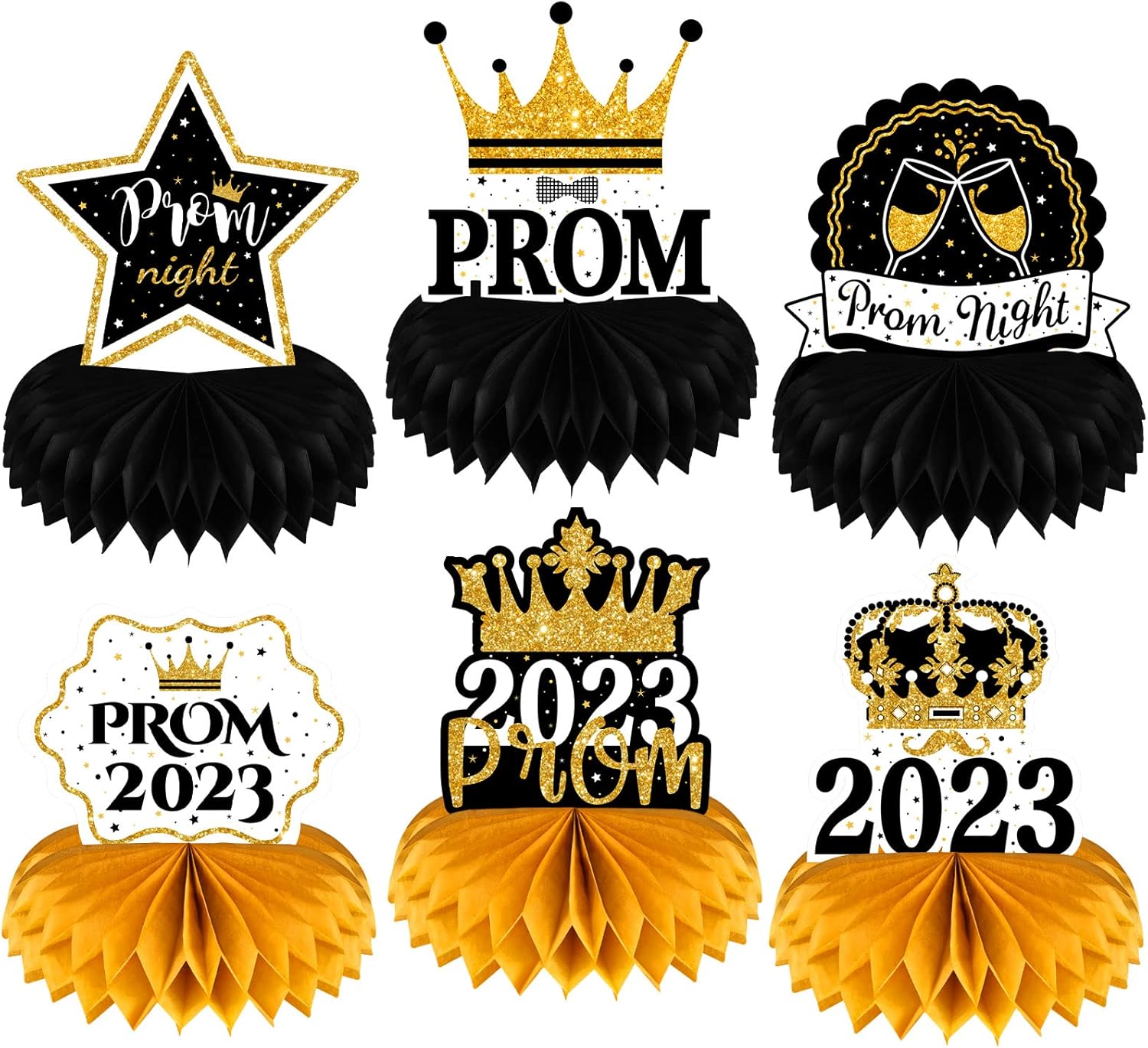 Amazon.com: 6 Pieces Prom 2023 Graduation Party Decorations Gold ...