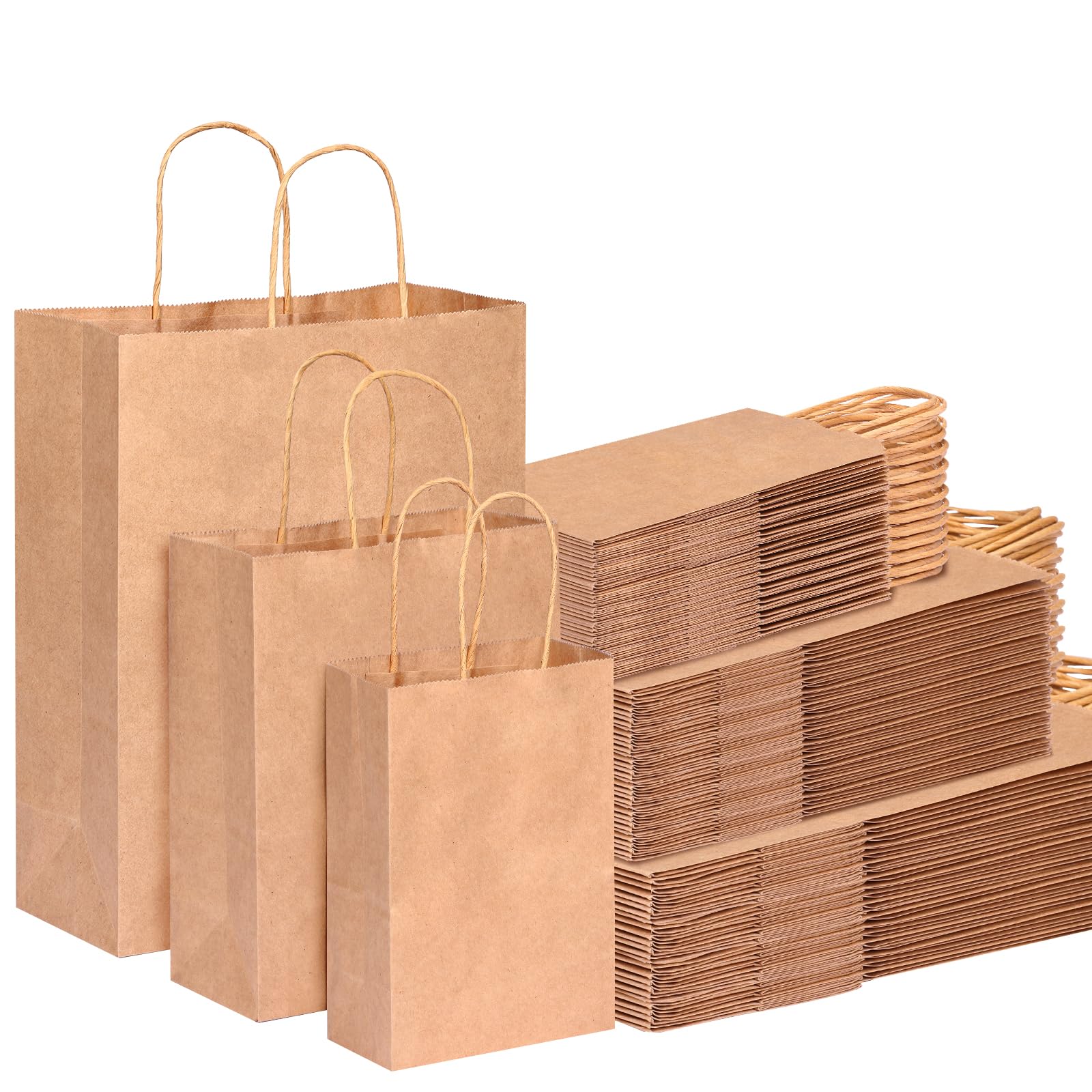 Amazon.com: OUTUXED 150pcs Brown Paper Gift Bags with Handles Bulk ...