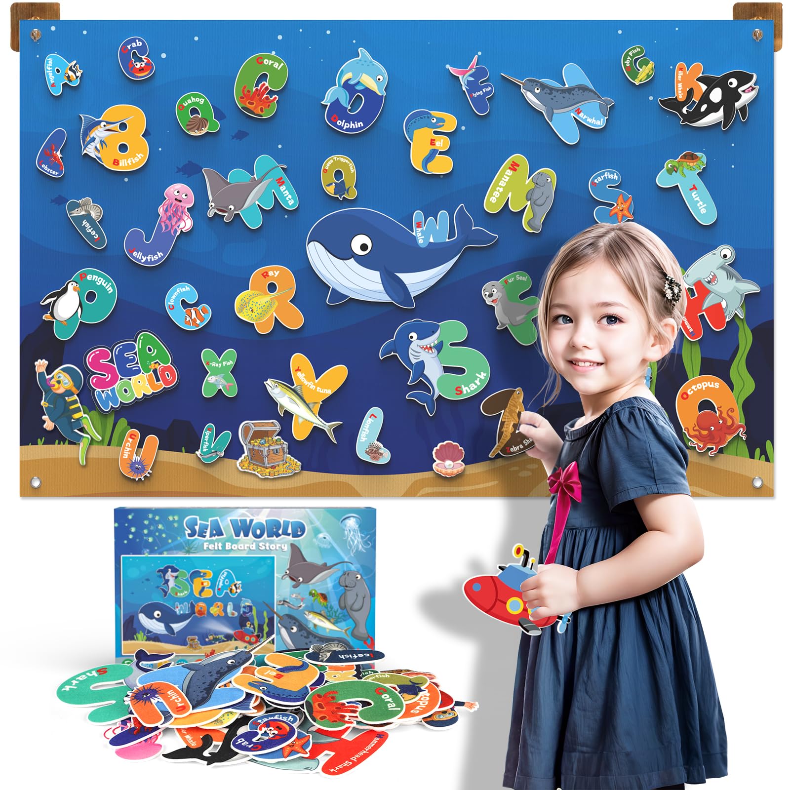 Amazon.com: Ocean Animals Felt Board Set, 3.5Ft 38Pcs Sea Animals ...
