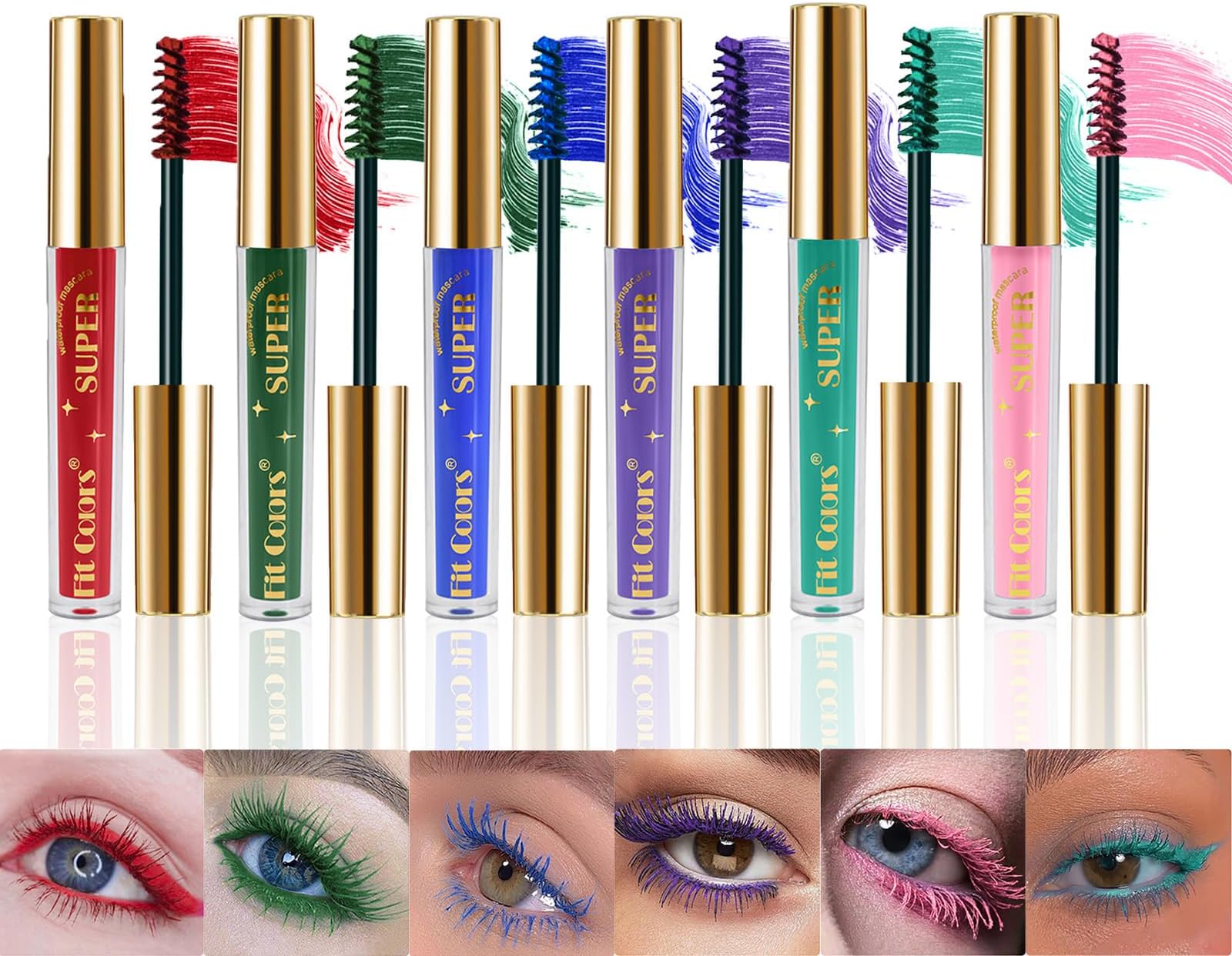 Amazon.com : BONNIE CHOICE 6Pcs Colored Mascara Set for Eyelashes, Red ...