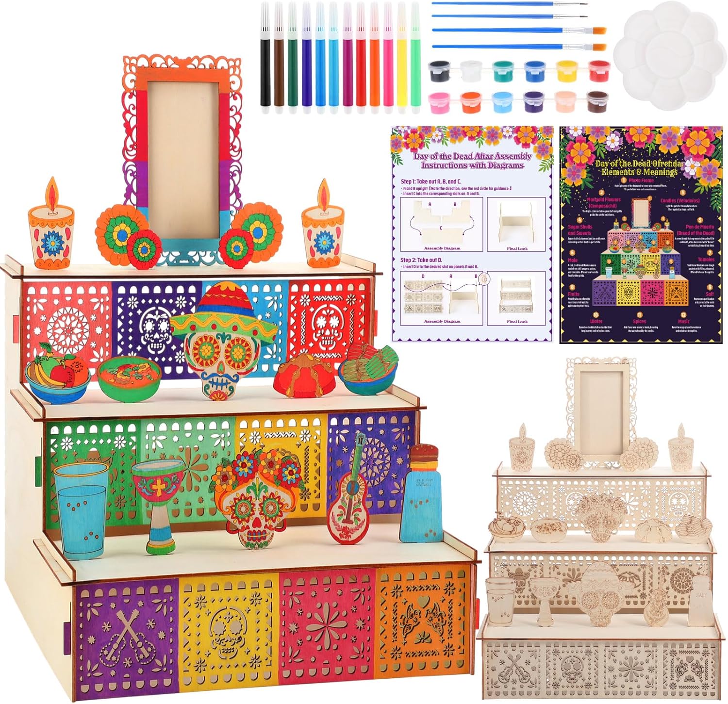 Amazon.com - Pasimy Dia De Los Muertos Altar Ofrenda Wooden Box Set Day ...