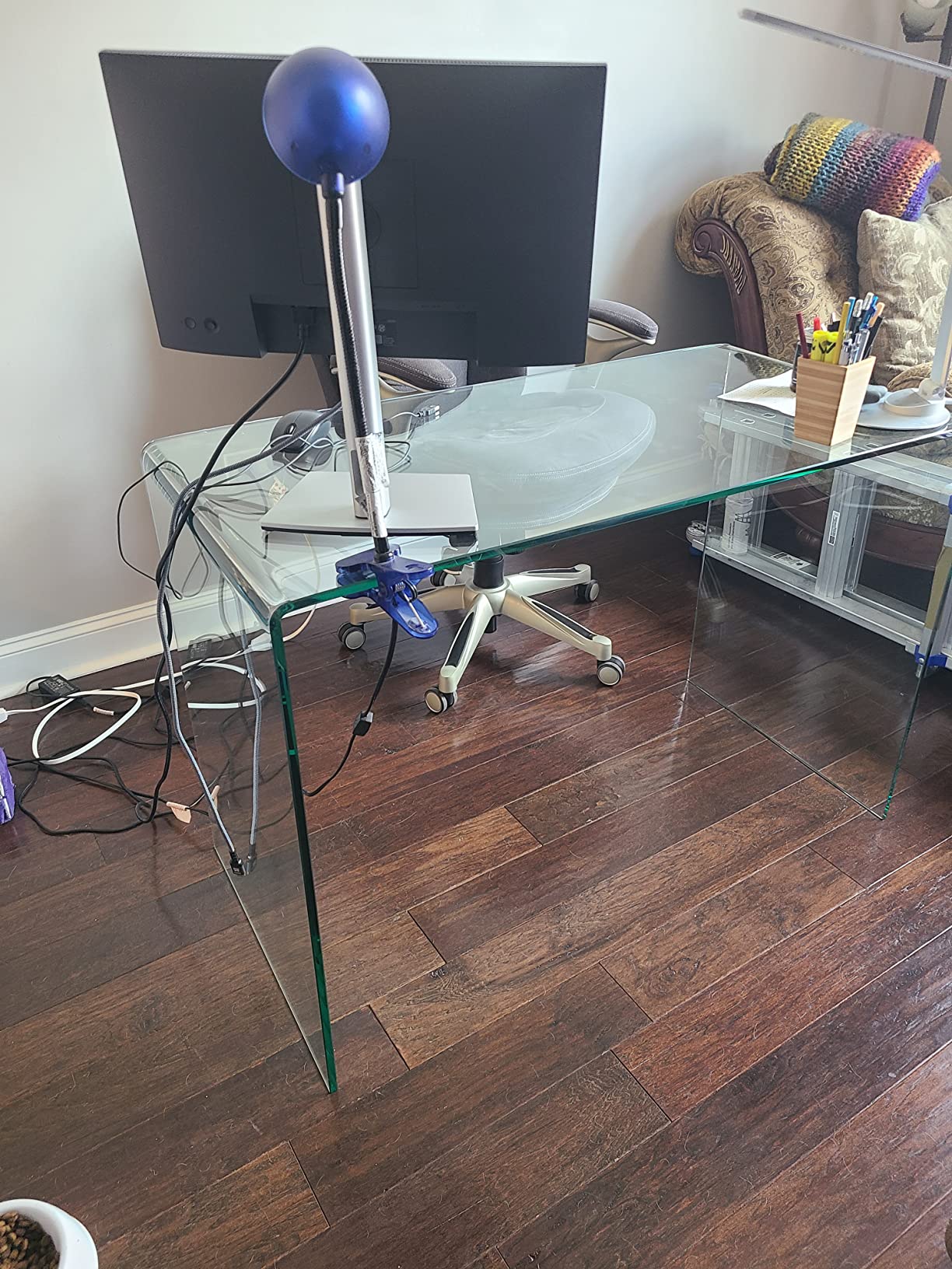 $30/mo - Finance Neos Modern Furniture Bent Glass Computer Desk ...