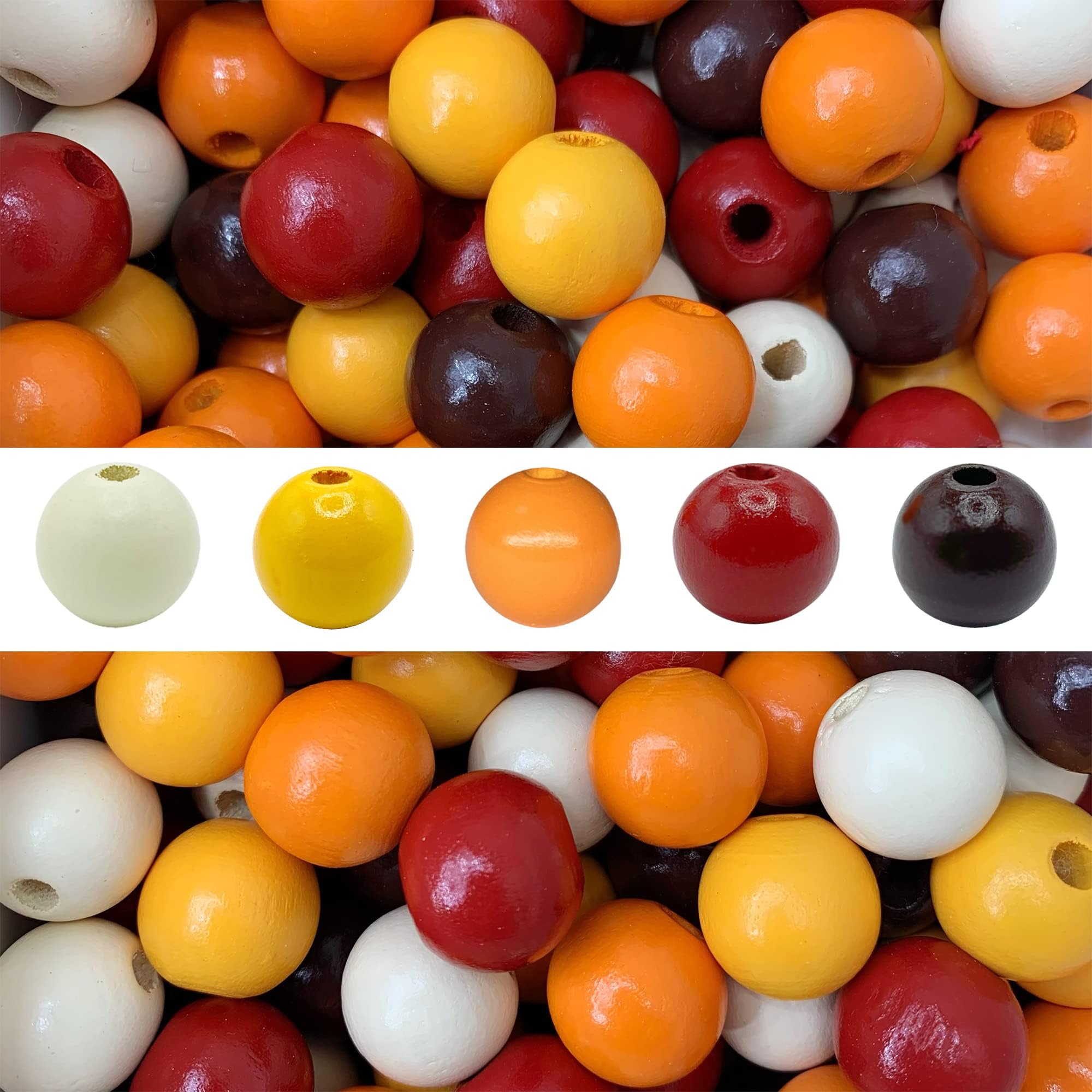 Amazon.com: 120 Pieces Fall Wood Beads Bulk 16mm Colorful Craft Wooden ...