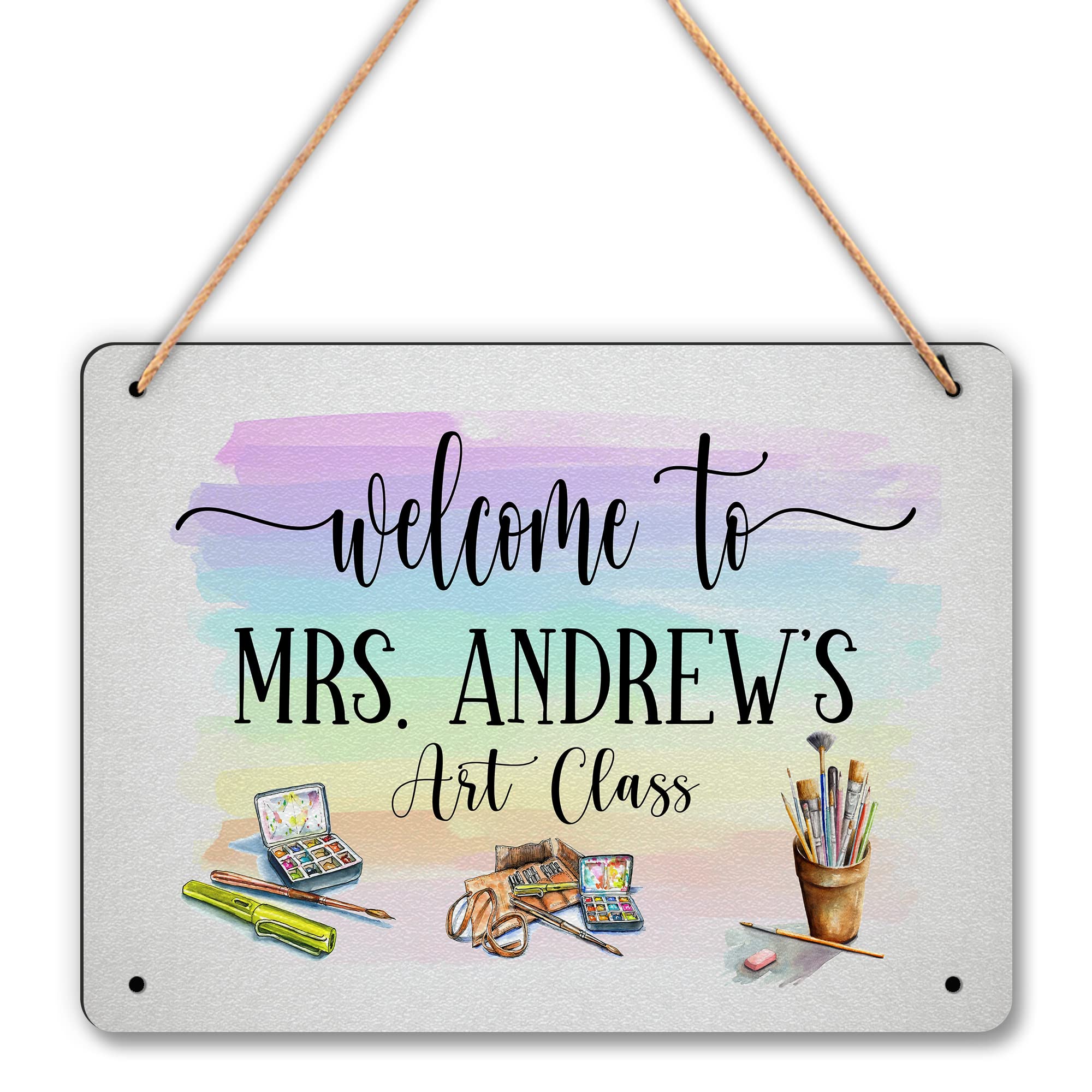 Amazon.com: Welcome to Art Class Metal Sign Personalized Teacher Name ...