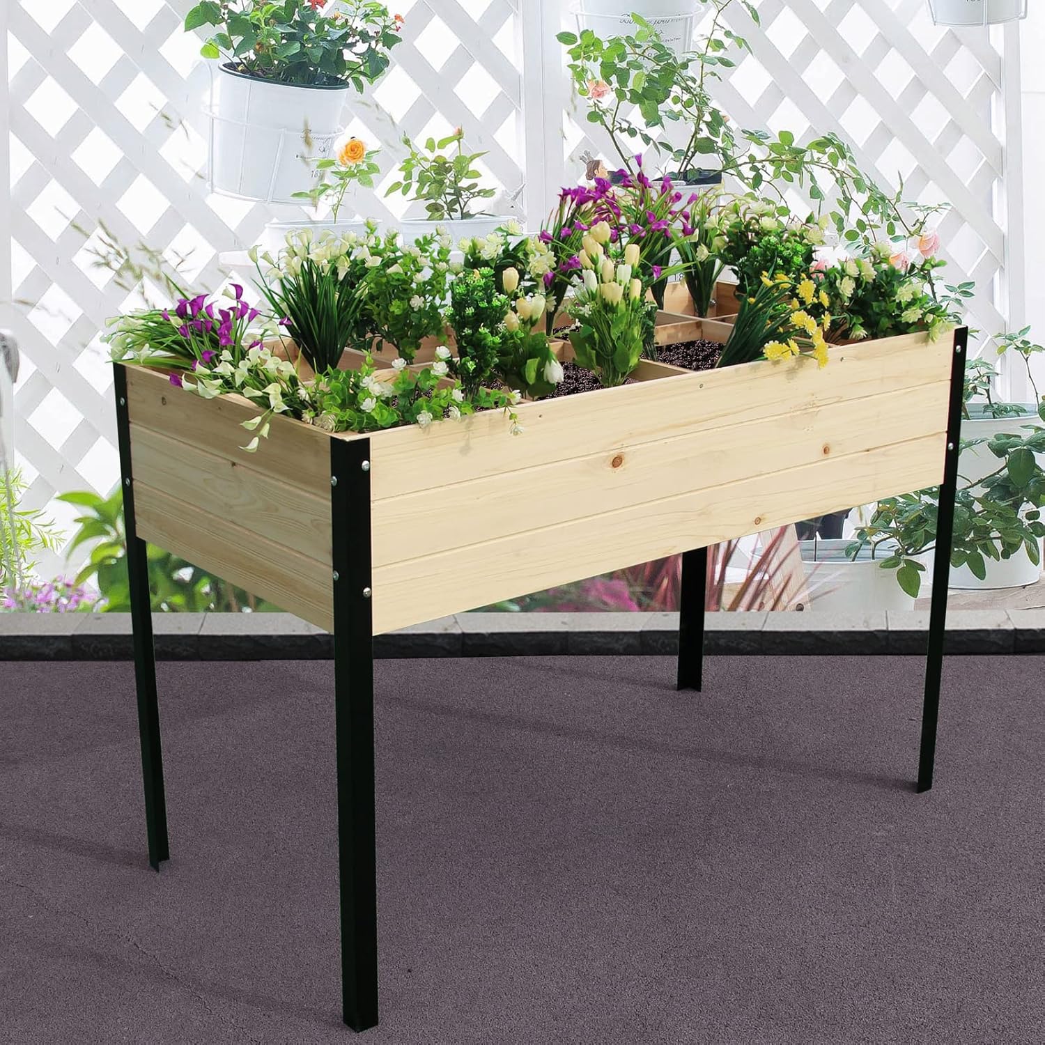 Amazon.com: SFJC Raised Garden Bed with Strong Iron Legs Elevated Wood ...