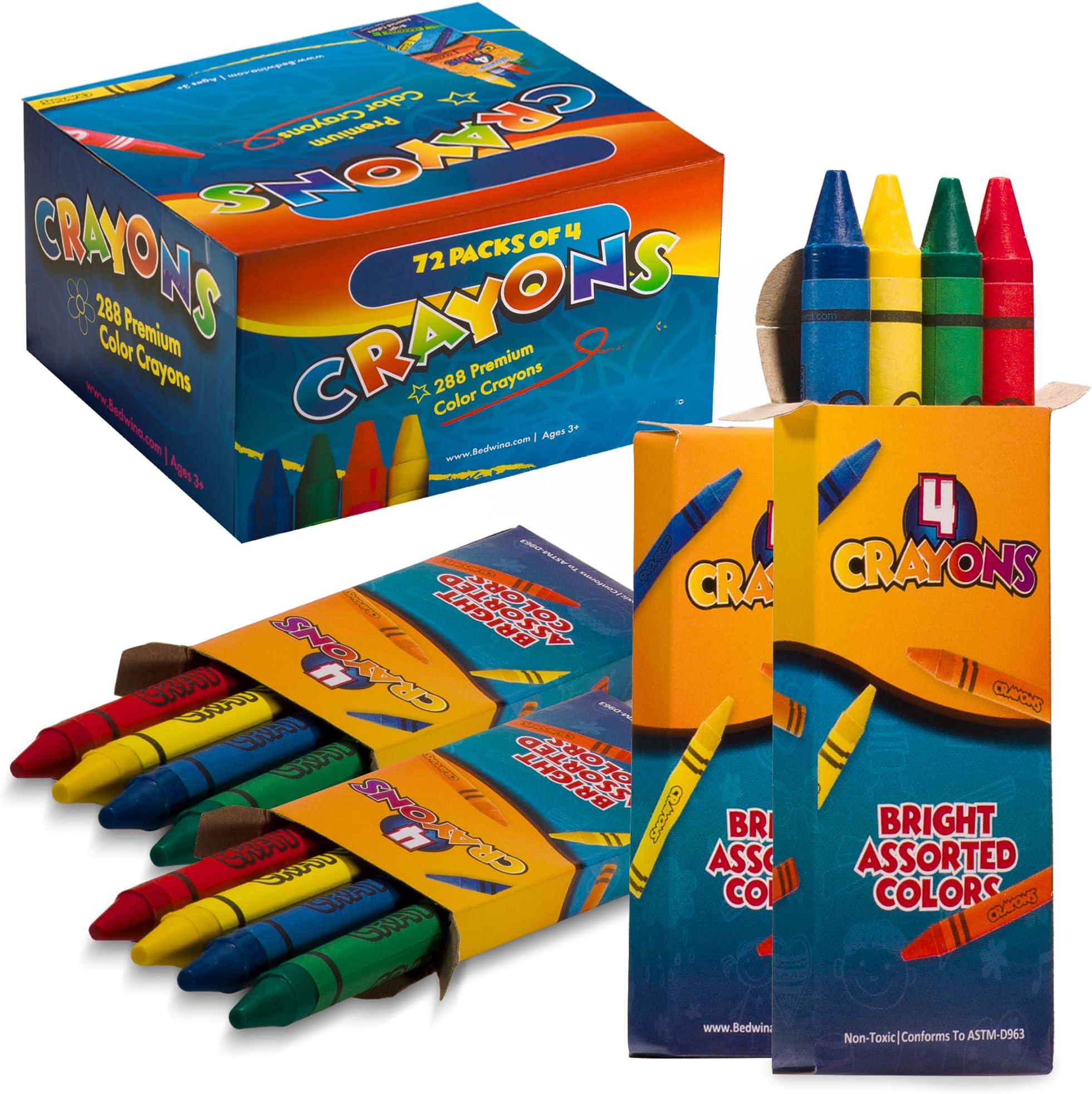 Amazon.com: Bedwina Bulk Crayons - 288 Crayons - (Case of 72 4-Packs ...