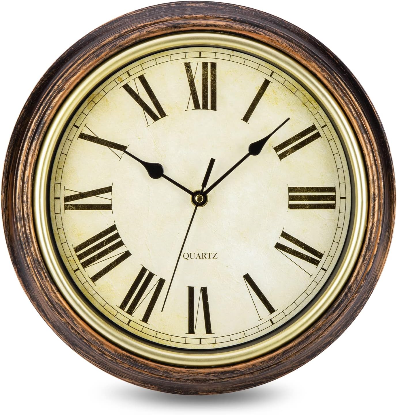 Seiko Dark Wooden Quartz/Battery Round Station Wall Clock with Gold ...