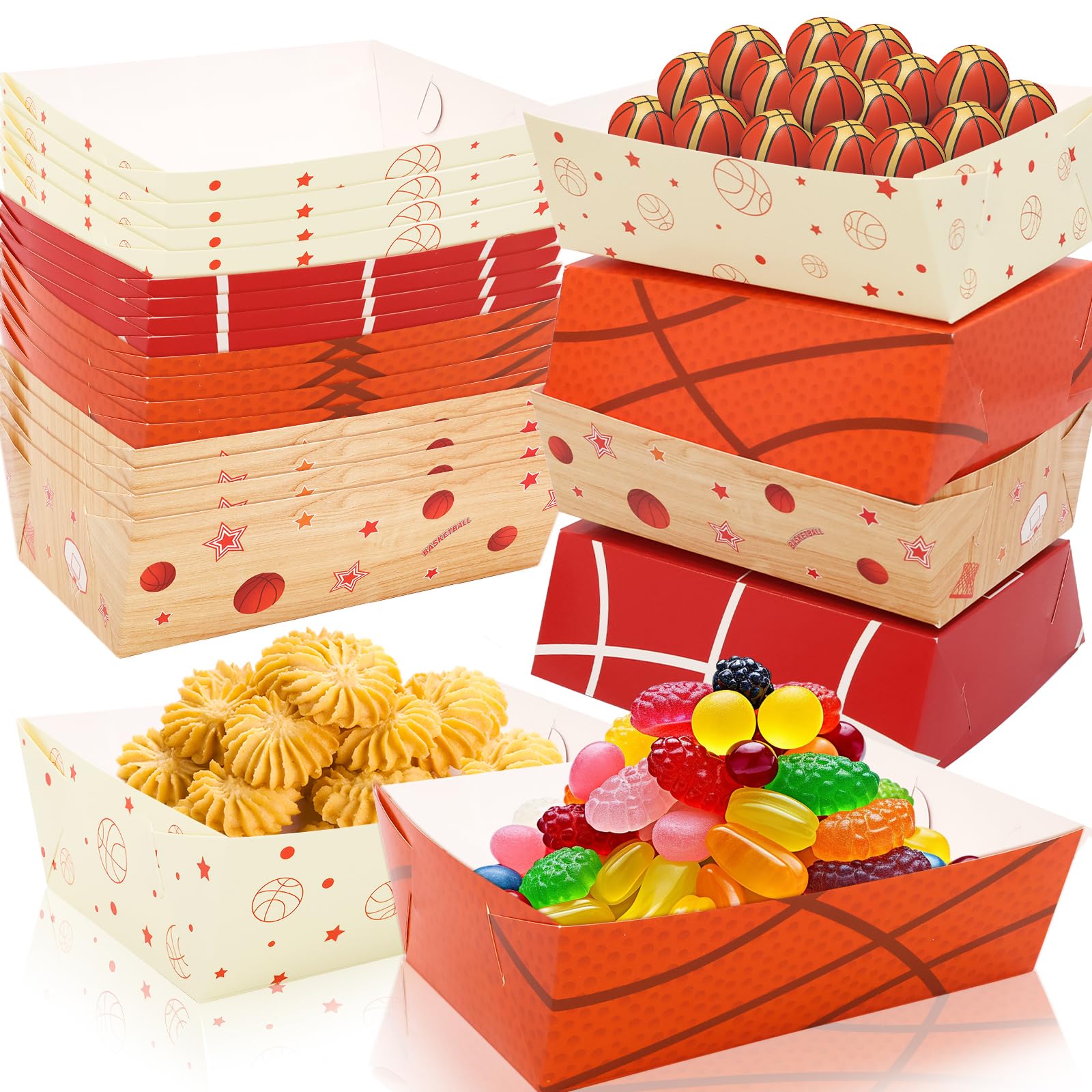 Snapklik.com : Basketball Paper Food Trays 60 Pcs Disposable Snack ...
