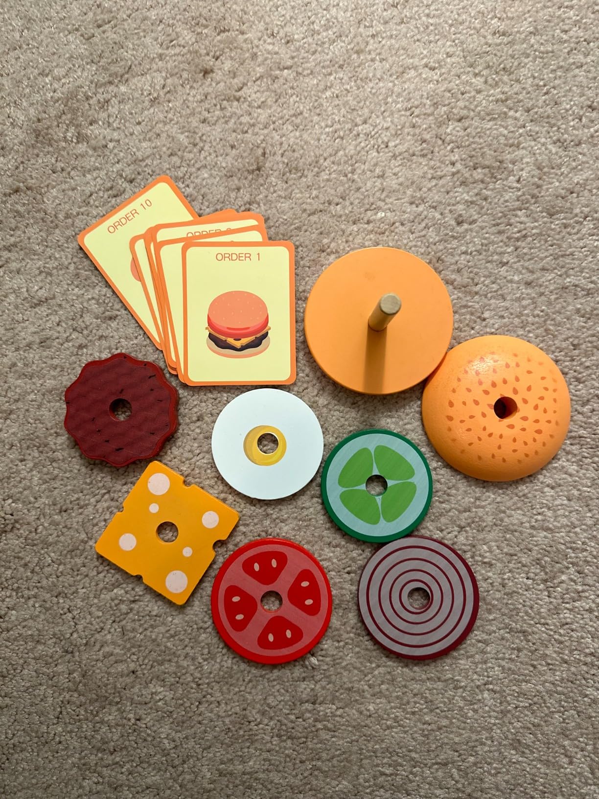 Amazon.com: Montessori Mama Stacking Hamburger Toy, Create a Burger ...