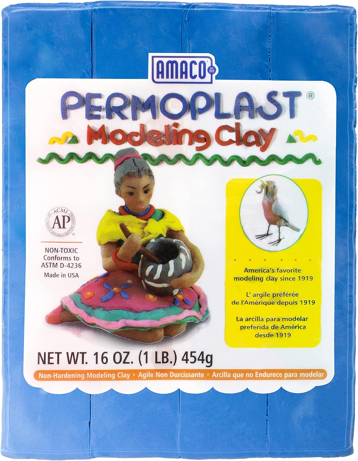 Amazon.com: AMACO Permoplast Modeling Clay 1lb - Blue Non-Hardening ...