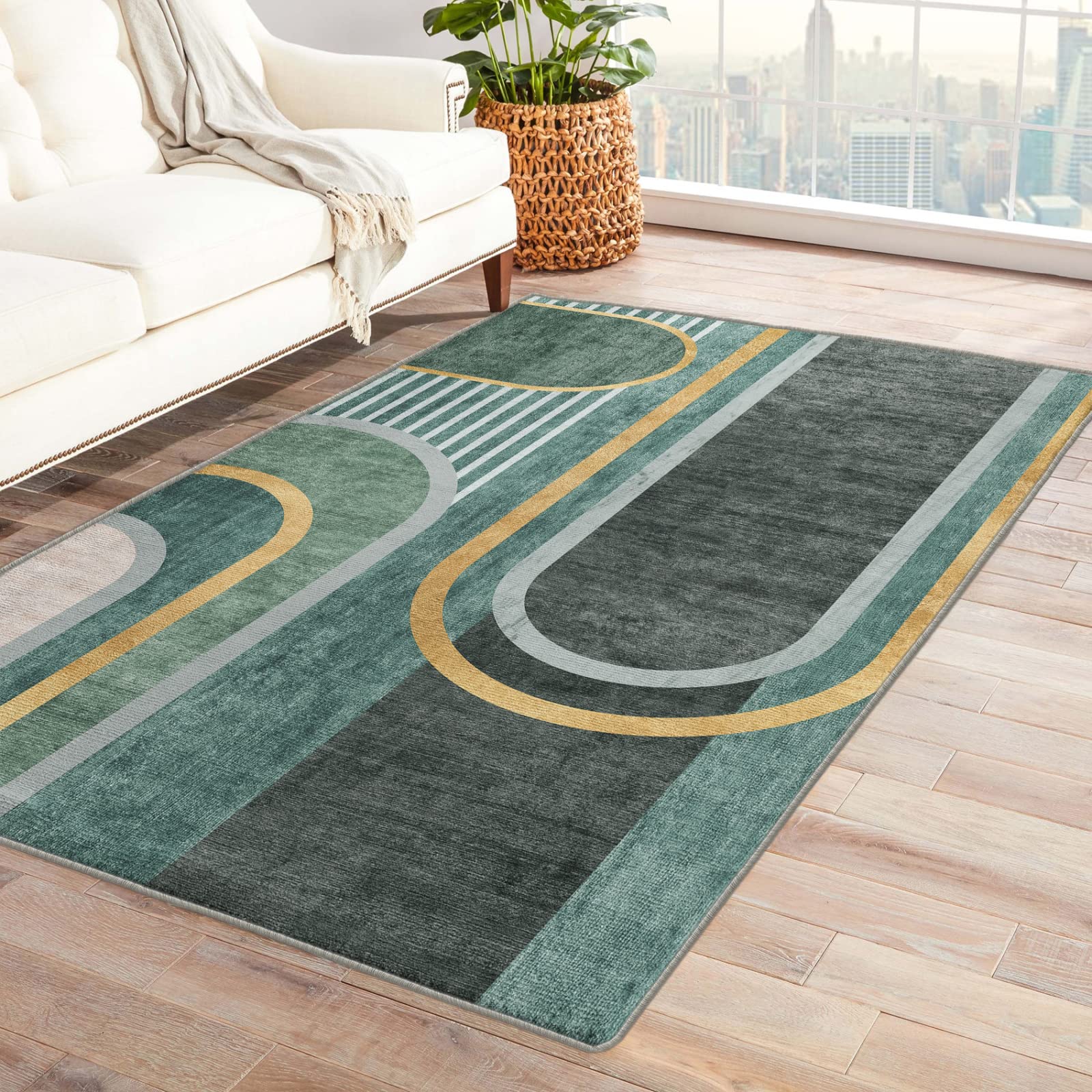 Amazon.com: Mid Century Modern Area Rug 5x7 ft for Bedroom Living Room ...