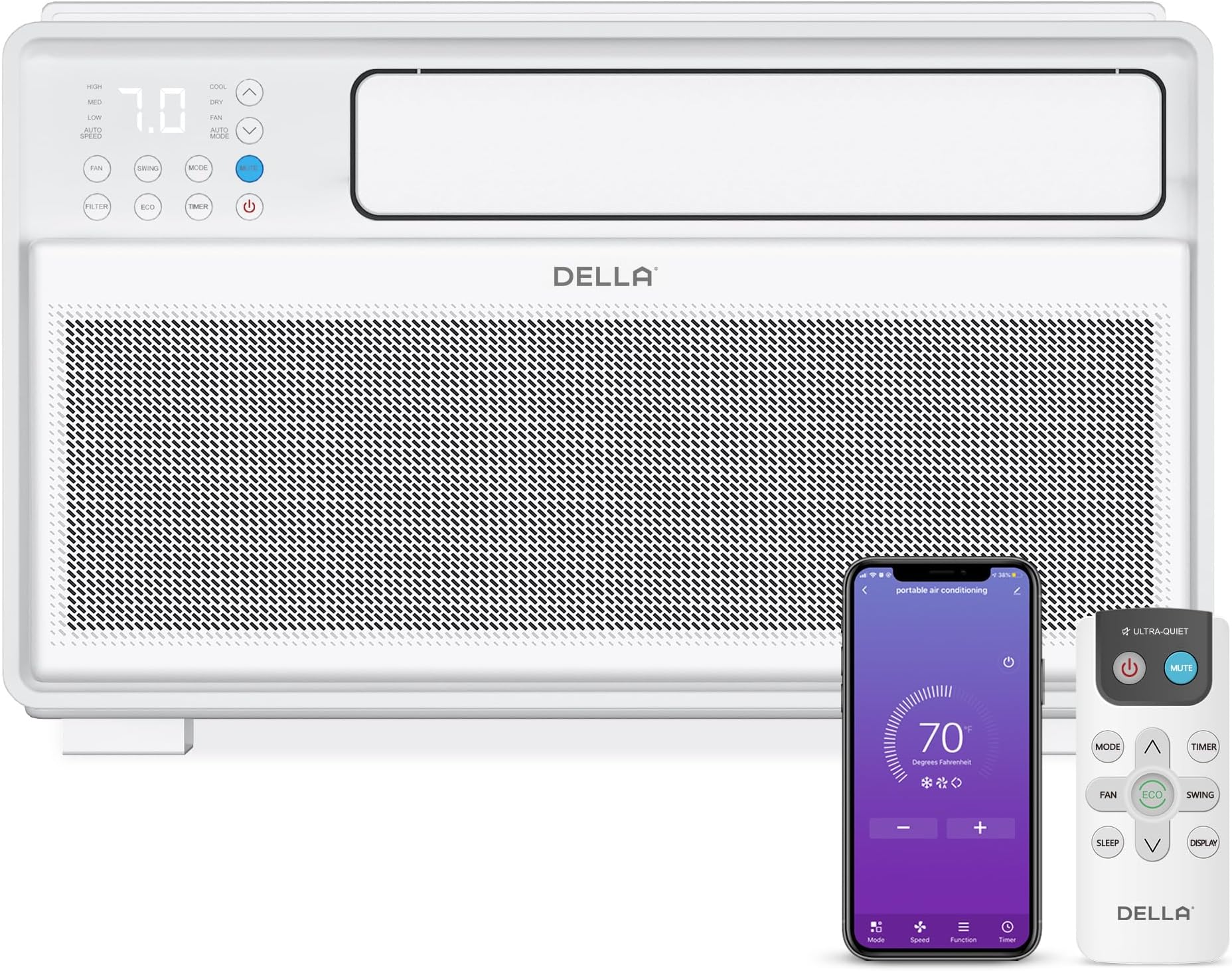 Amazon.com: DELLA 8000 BTU Smart Inverter Window Air Conditioner Ultra ...