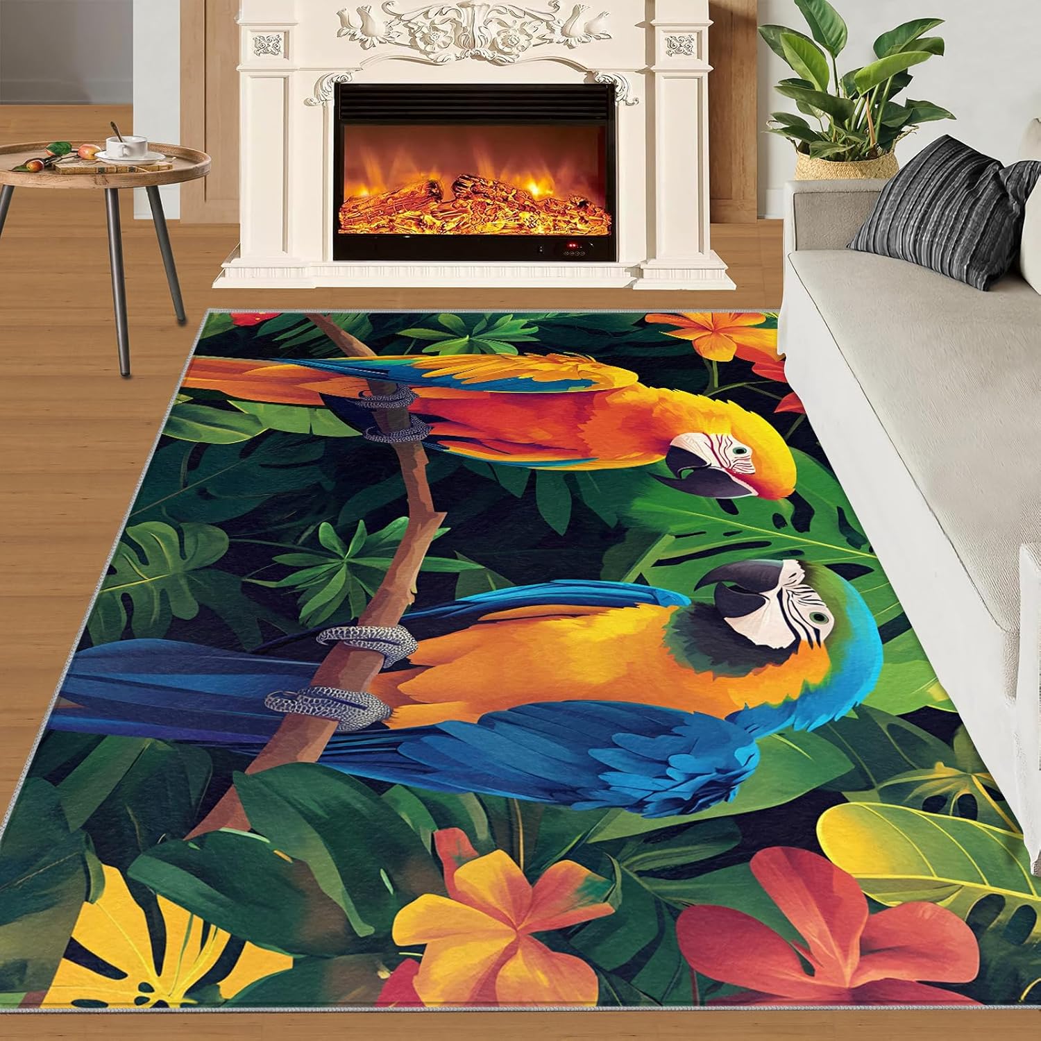 Amazon.com: 3x5 Macaw Area Rug - Parrot Outdoor Rug for Porch, Tropical ...