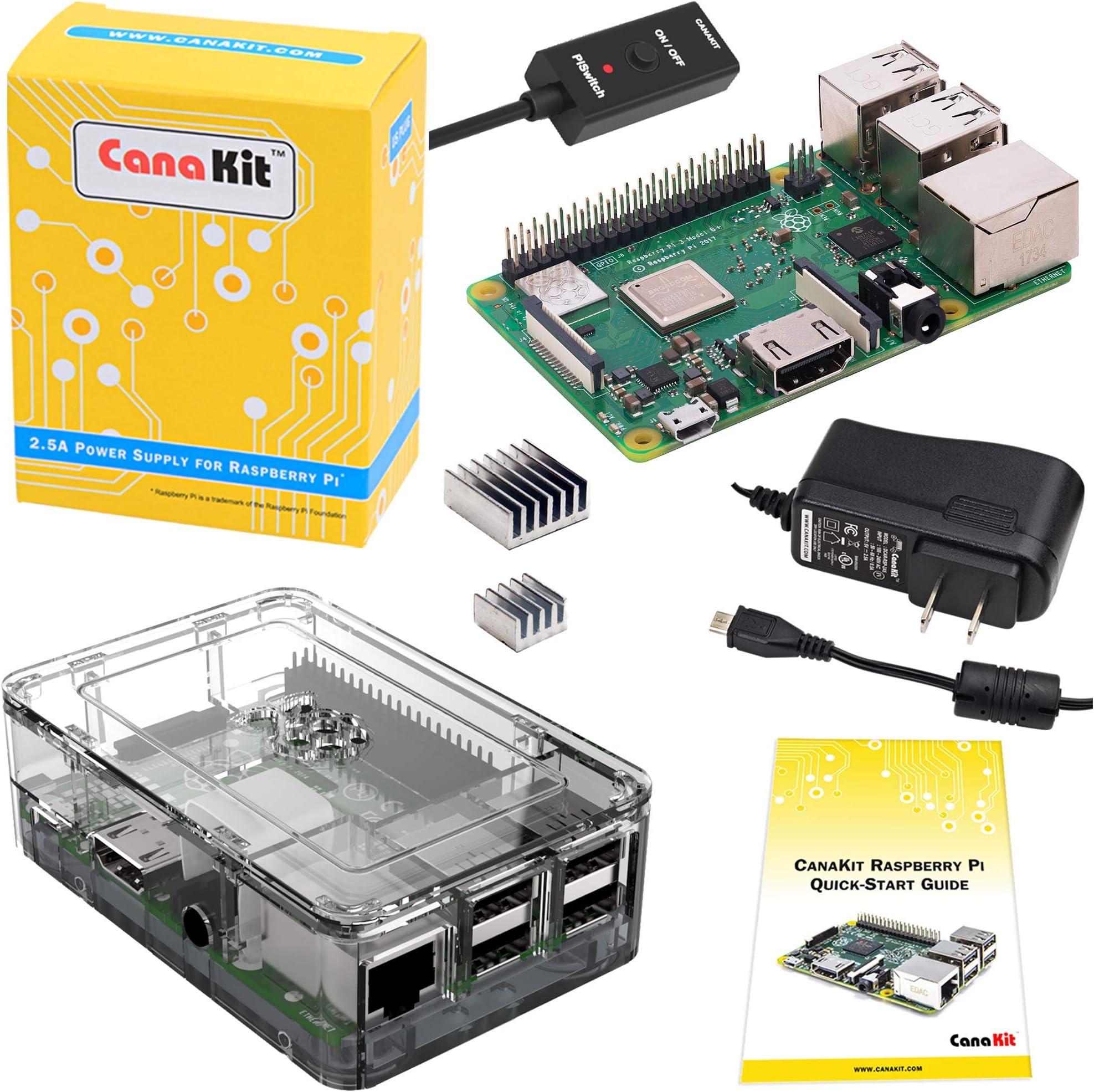 Amazon.com: CanaKit Raspberry Pi 3 B+ (B Plus) with Premium Clear Case ...