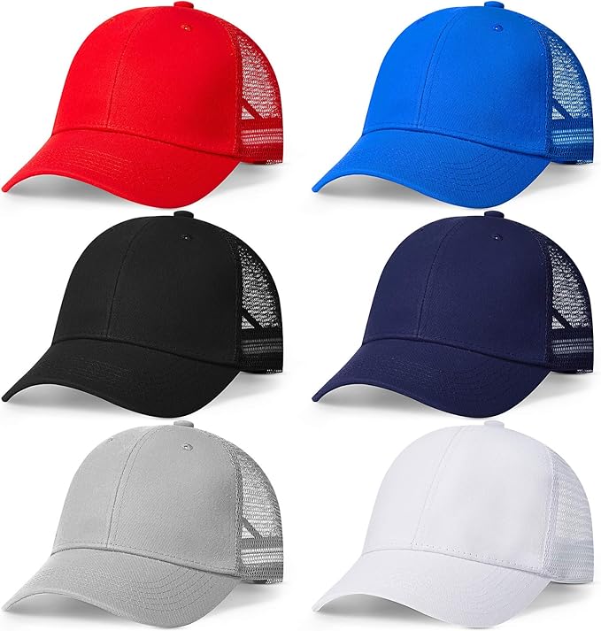 Amazon.com: 6 Pieces Unisex Baseball Cap Mesh Back Baseball Sun Hat ...