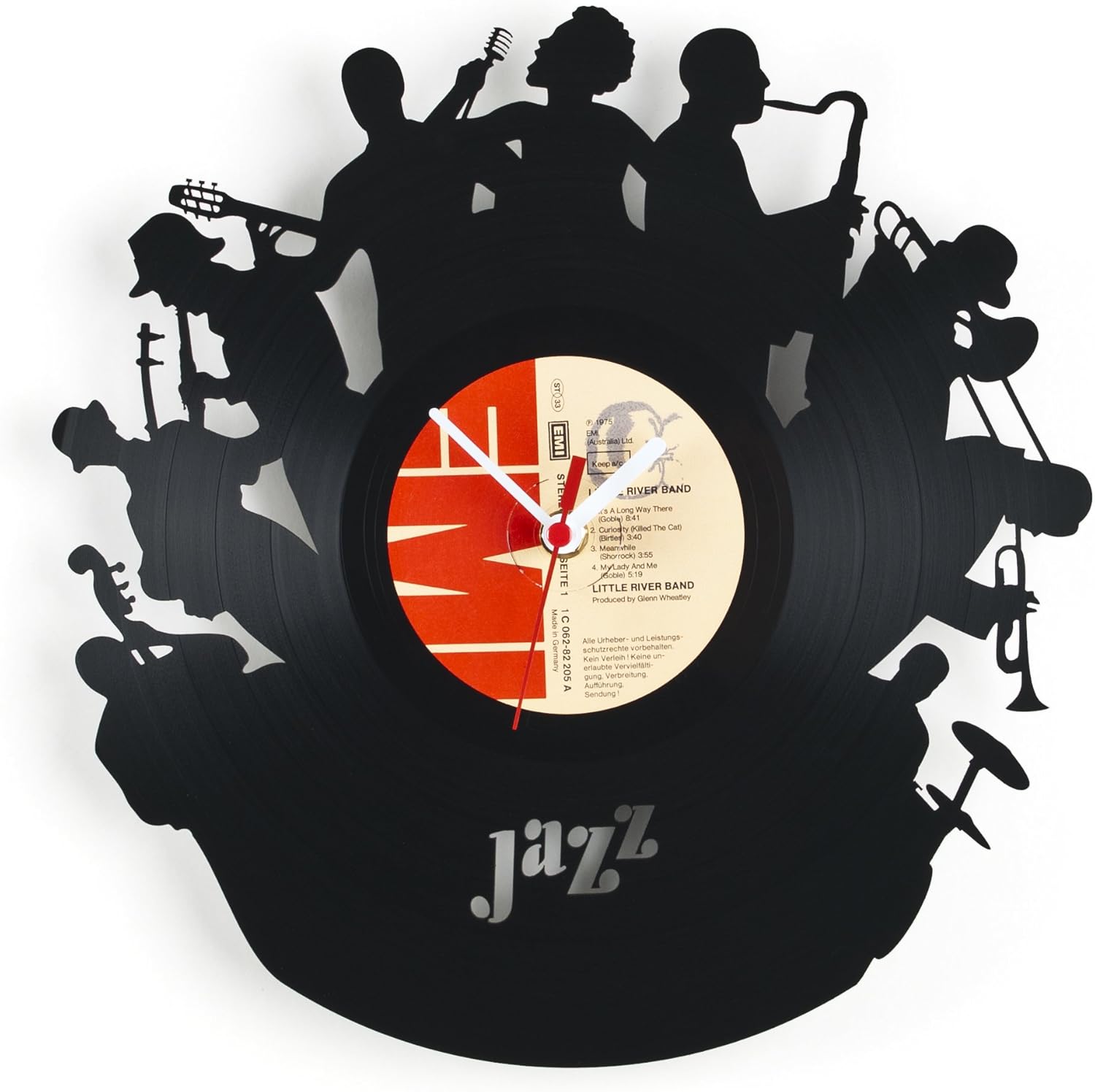 Long Play Vinyl Disc Record Wall Clock JAZZ BAND Retro Ticker Vintage ...