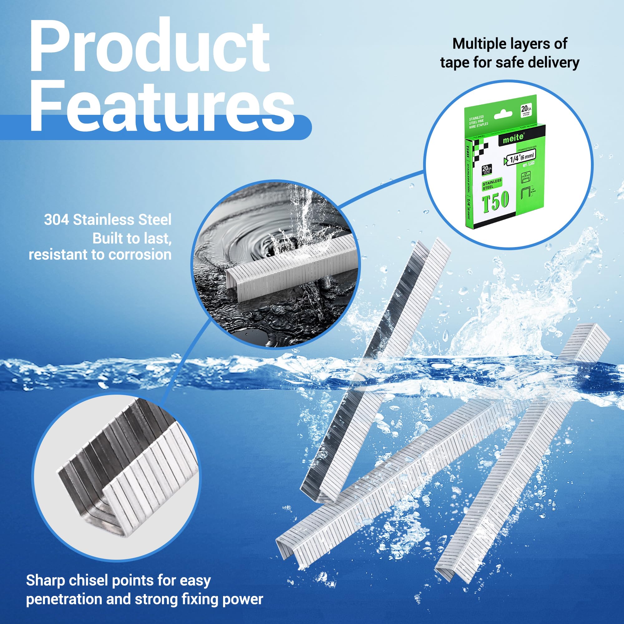 Snapklik.com : Meite T50 Stainless Steel Staples Marine, 1/4 Inch Heavy ...