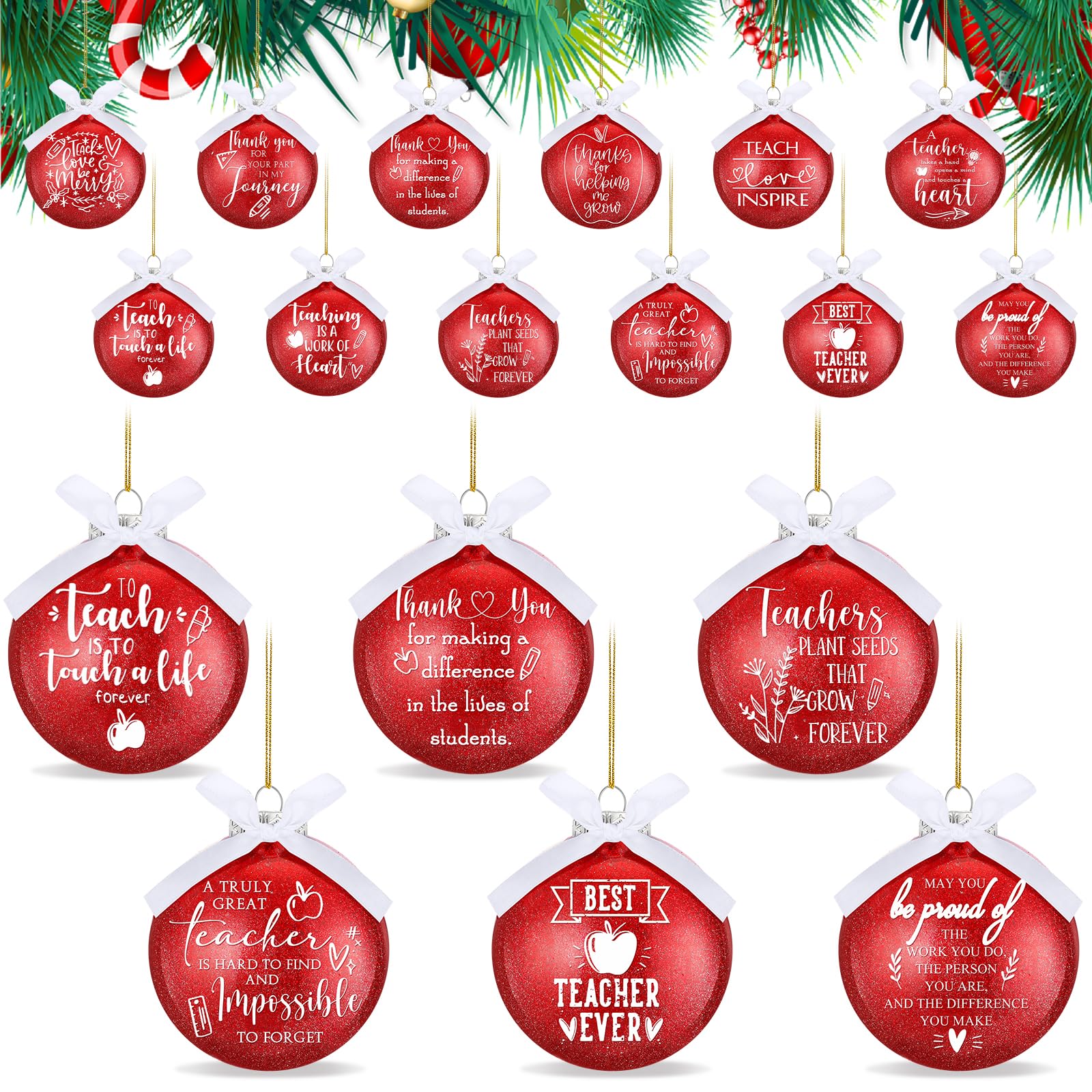 Amazon.com: Zhanmai 24 Pcs Teacher Christmas Ornaments Teacher ...