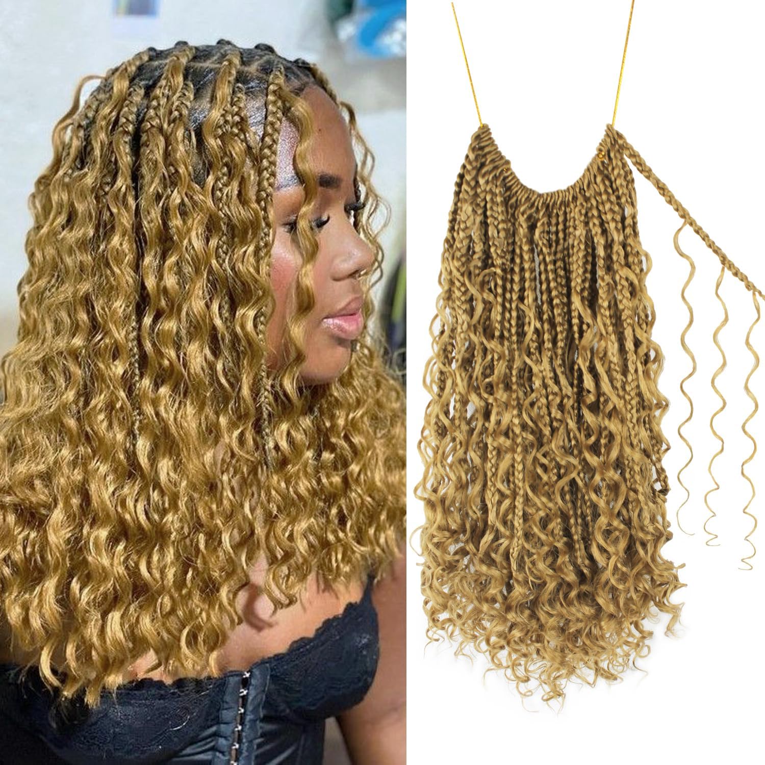 Amazon.com : Boho Crochet Braids Human Hair 7 Packs 14 Inch Crochet ...