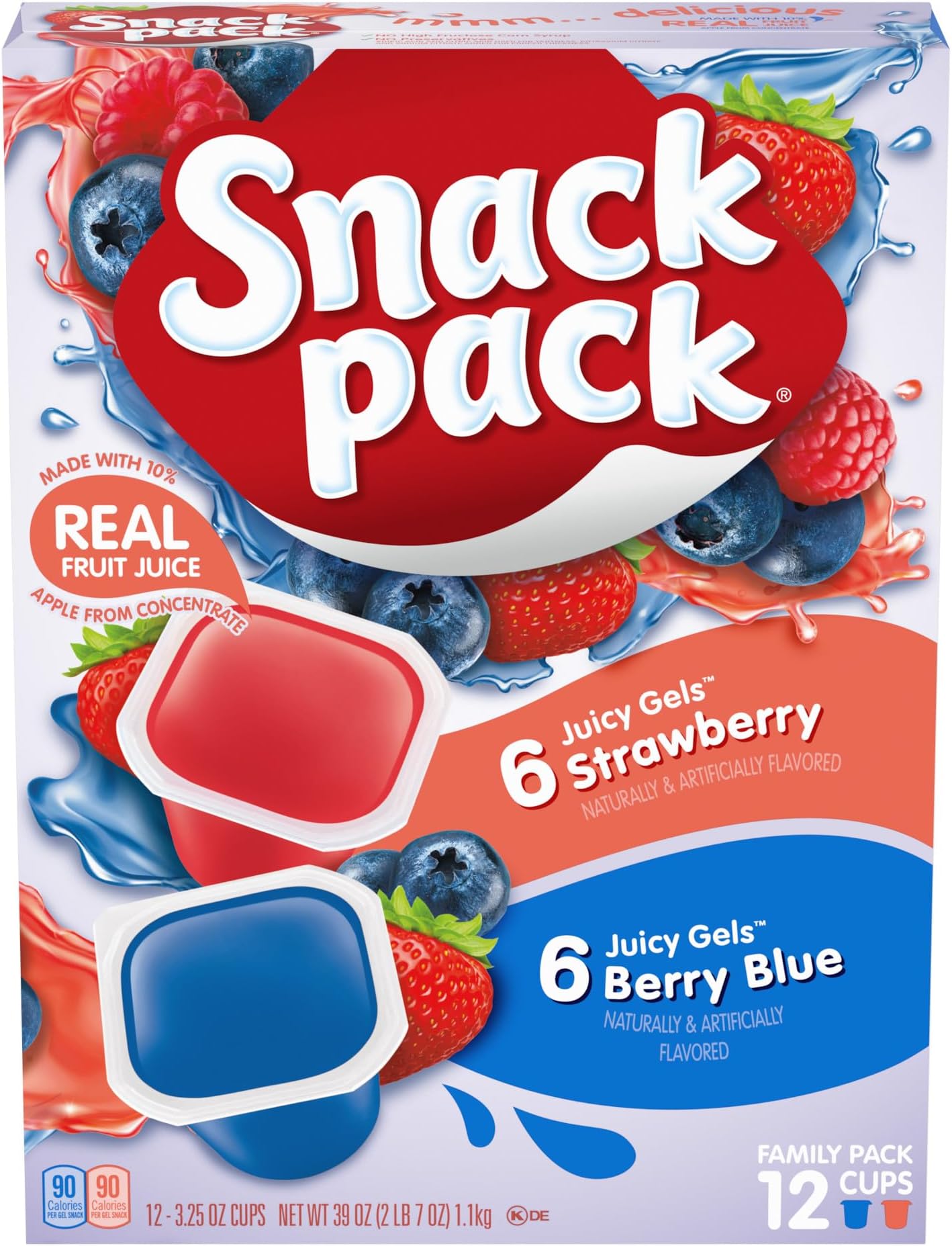 Amazon.com: Snack Pack Strawberry & Berry Blue Flavored Juicy Gels ...