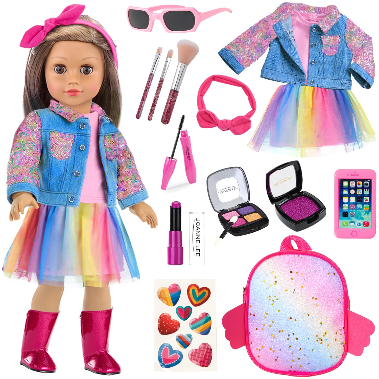 Amazon.com: UNICORN ELEMENT 15 Pcs American 18 Inch Doll Makeup ...