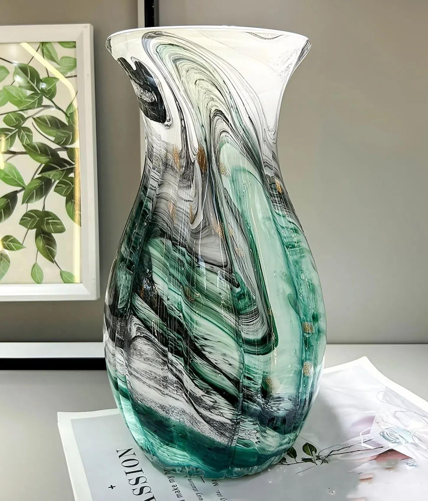 Amazon.com: Hand Painted Colorful Vase 11" Tall,Flower Vase Decor for ...