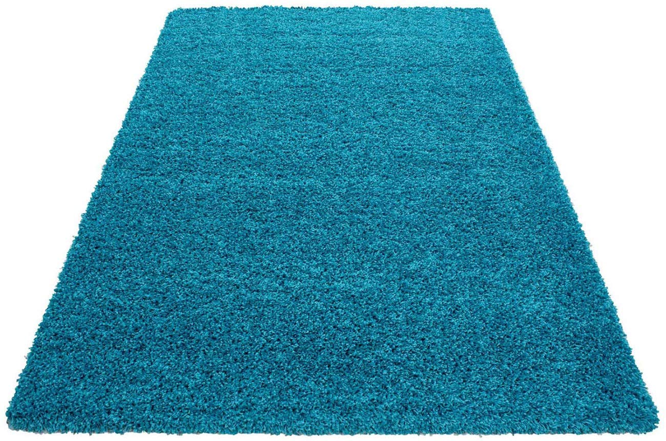 HMWD Modern Teal Blue Fluffy Deep Pile Anti Skid Area Shaggy Rug Non ...