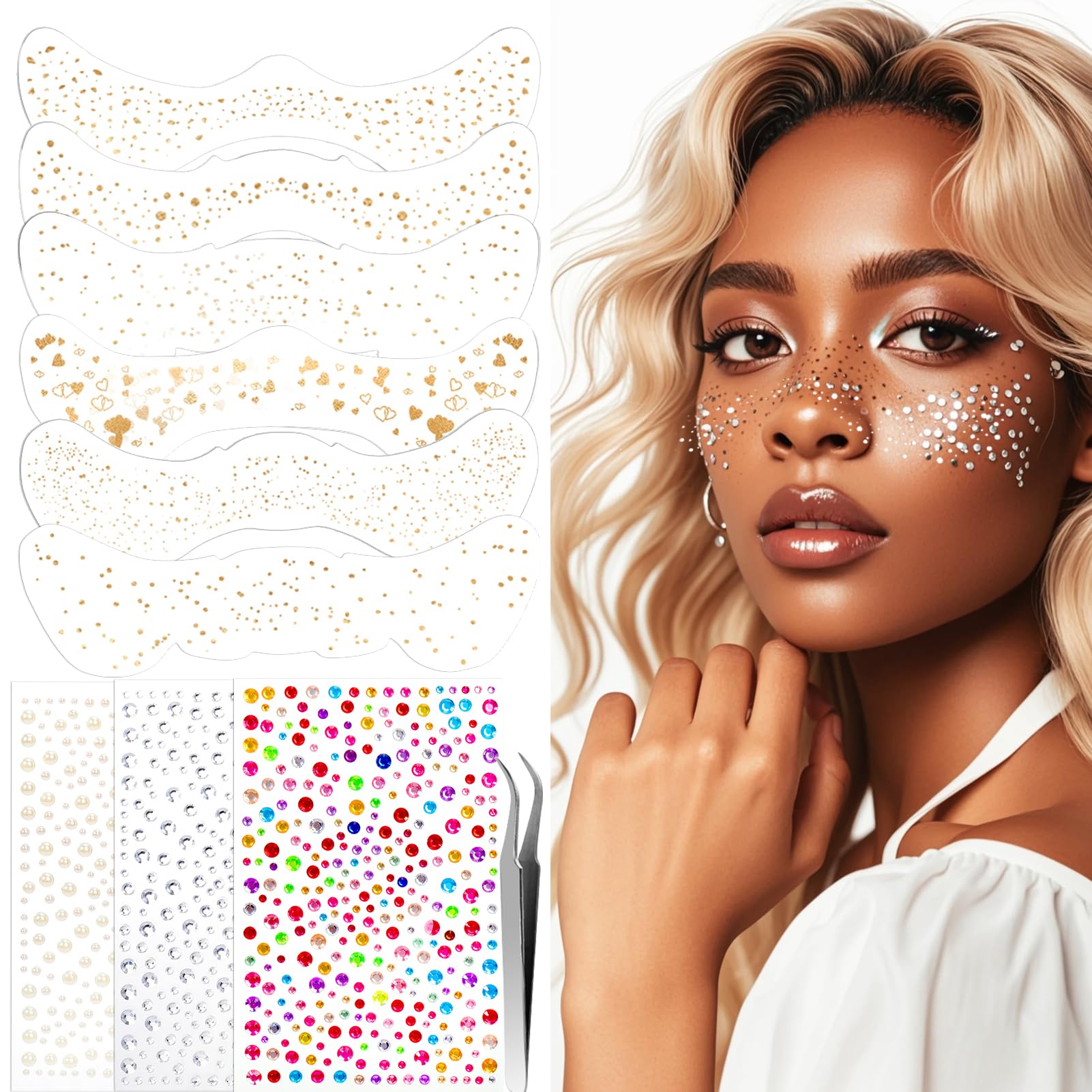 Amazon.com : XANGNIER Glitter Freckles Face Tattoo,9 Sheets Face ...